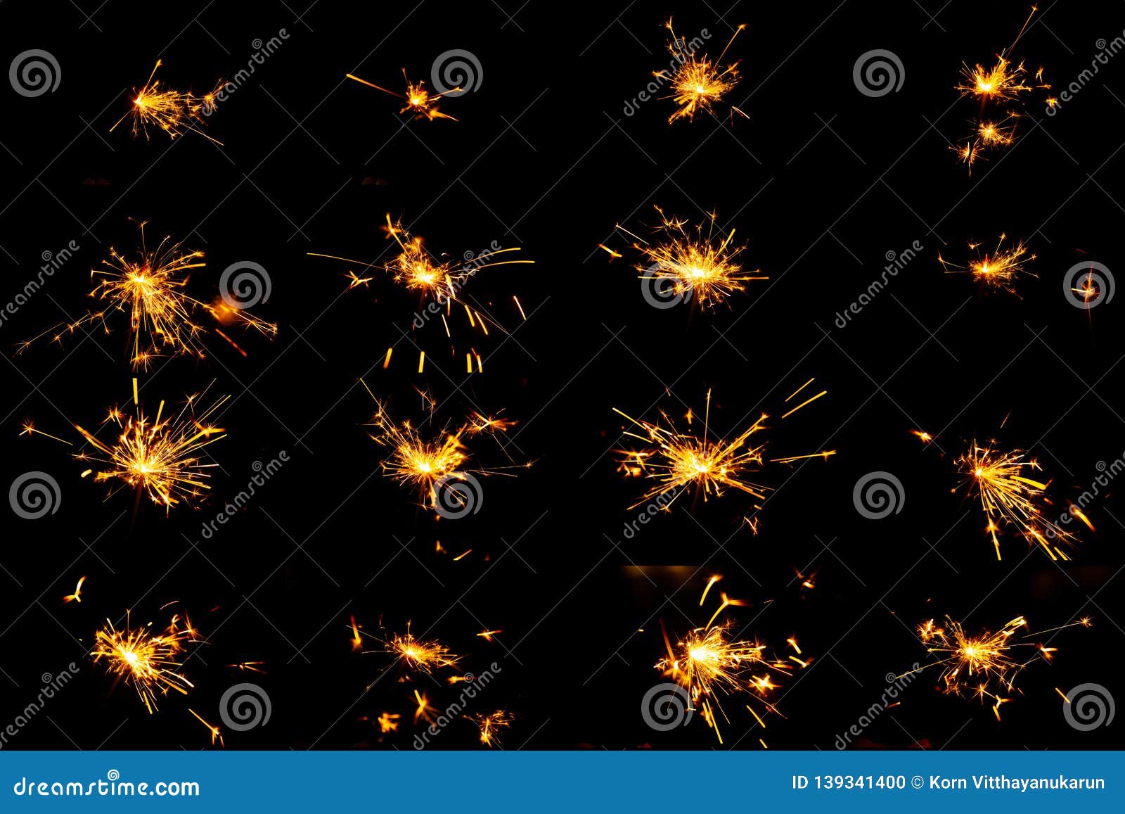 Fire Sparking of Firework for Effect Collection Pack 2 Stock Photo ...