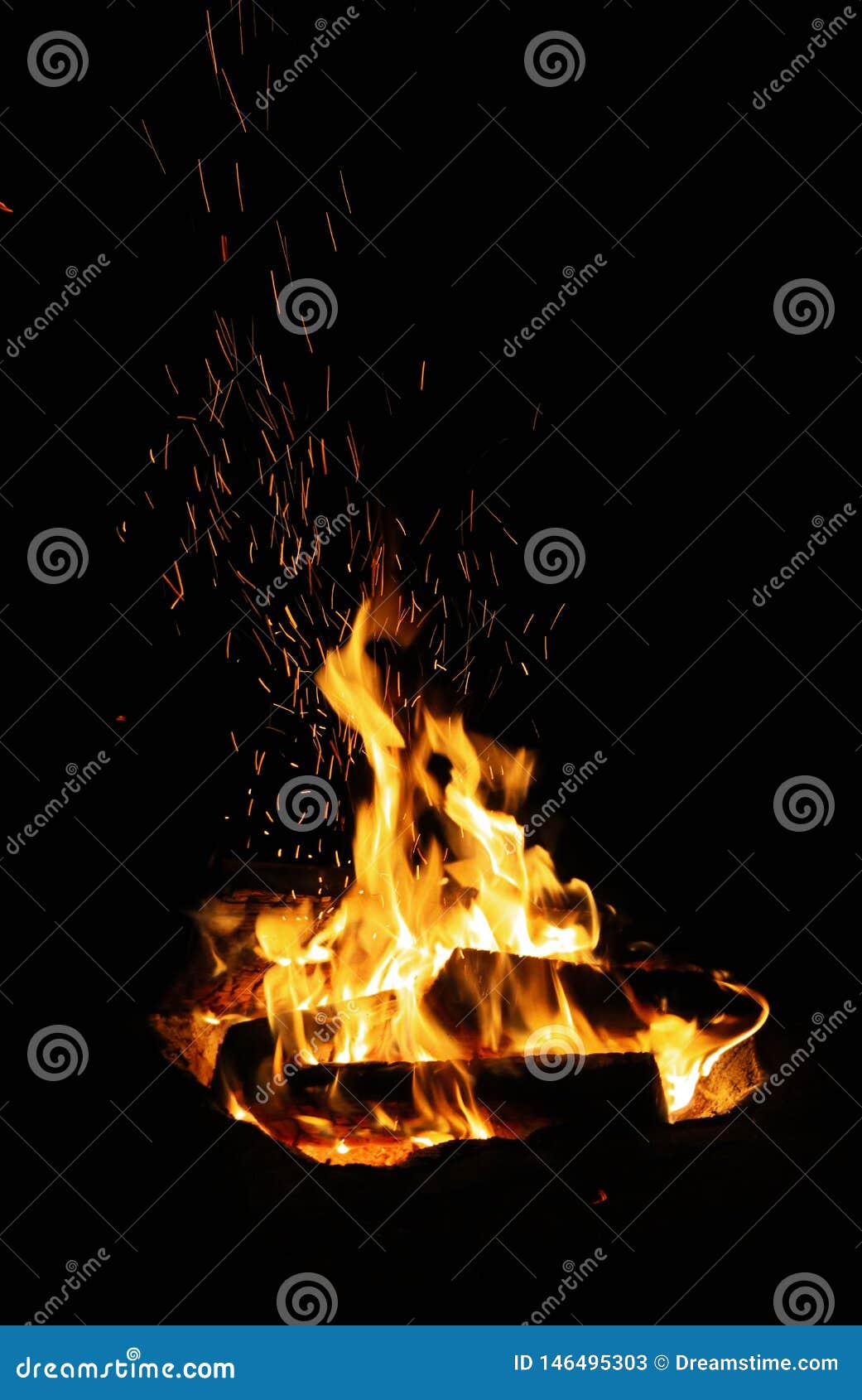 Fire sparkling with sparks stock image. Image of front - 146495303