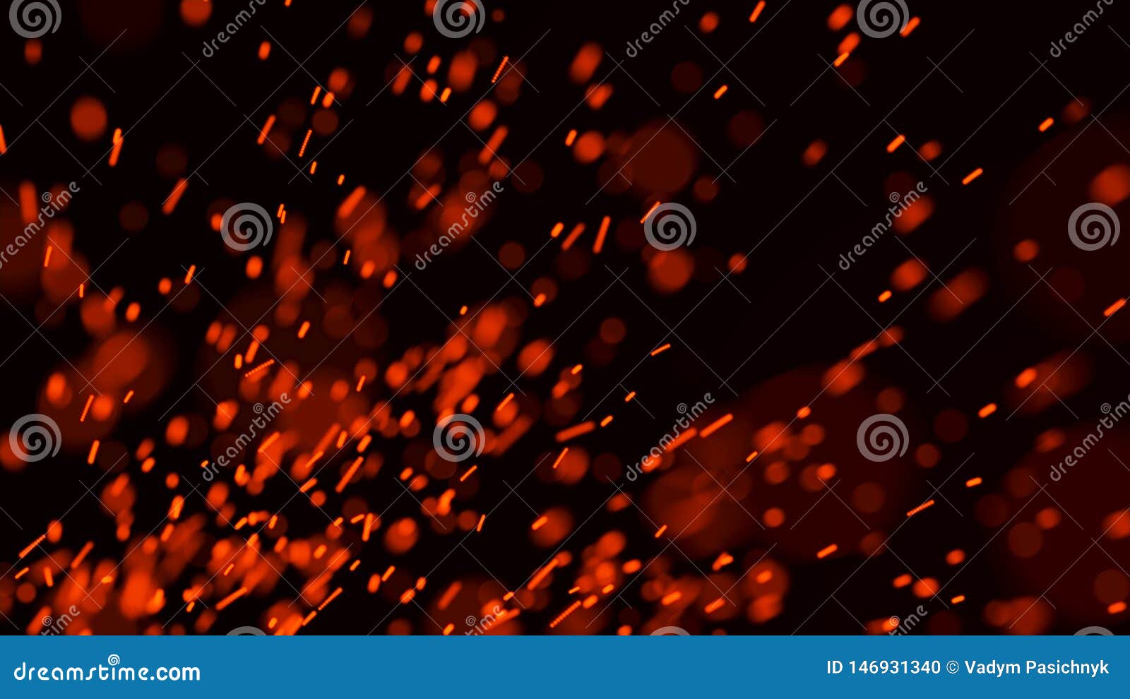Fire Sparks Background. Burning Red Sparks. Fire Flying Sparks. Blurred ...