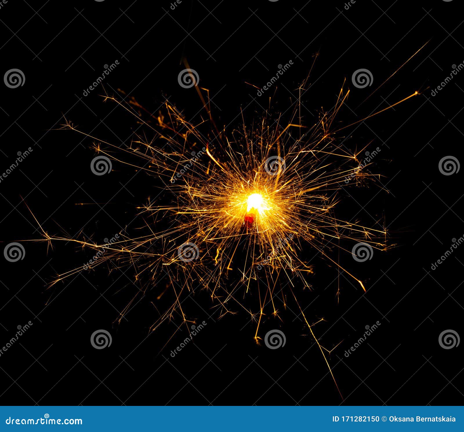 Fire with Sparks on a Black Background Stock Photo - Image of blue ...