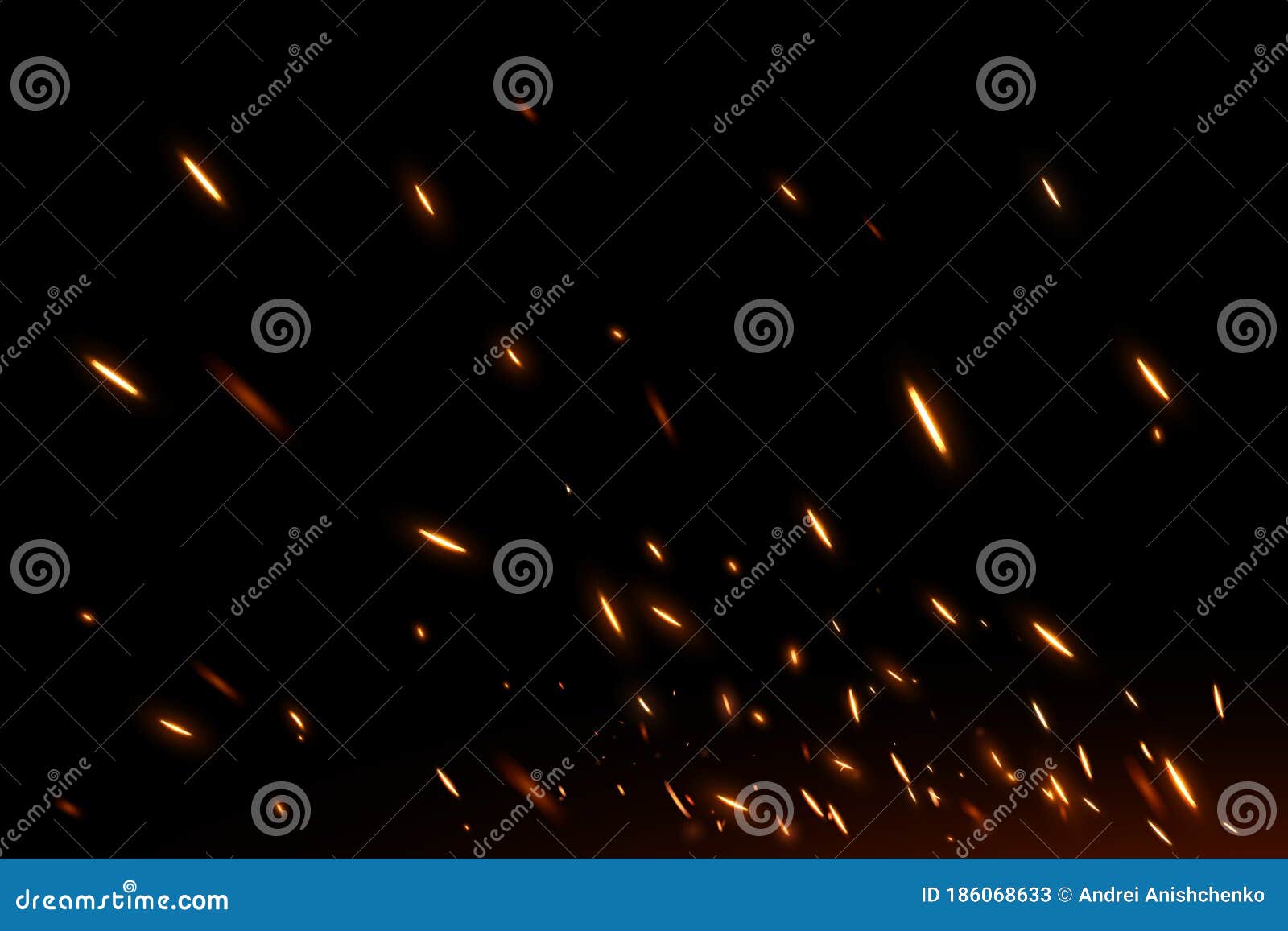 Fire Sparks Flying Up On Transparent Background. Smoke And Glowing ...