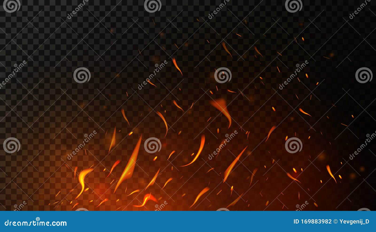Fire Sparks on Dark Transparent Background. Flying Up Sparks, Burning ...