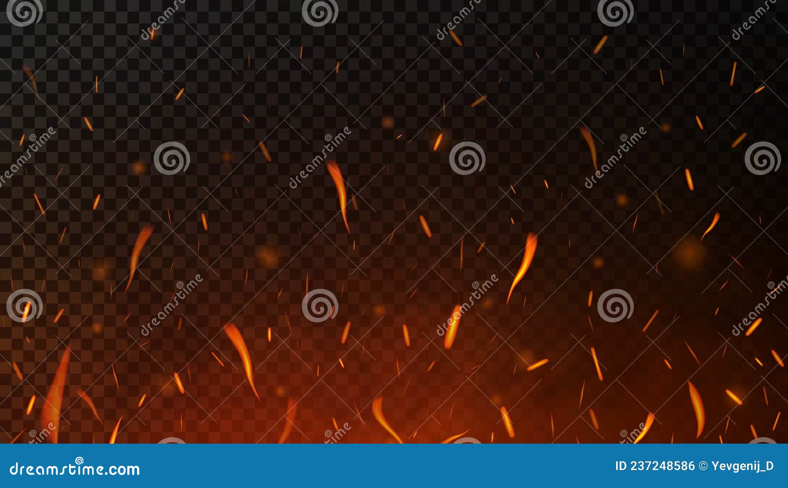 Fire Sparks on Dark Transparent Background. Flying Up Sparks, Burning ...