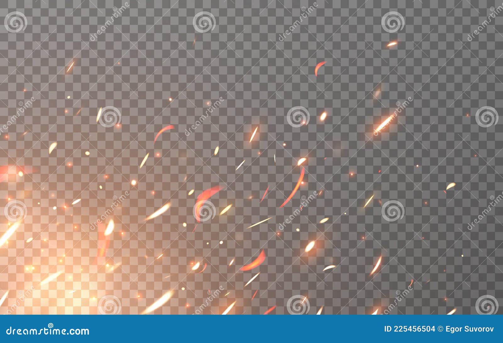 Fire Sparks. Flying Particles on Transparent Backdrop. Realistic Flame ...