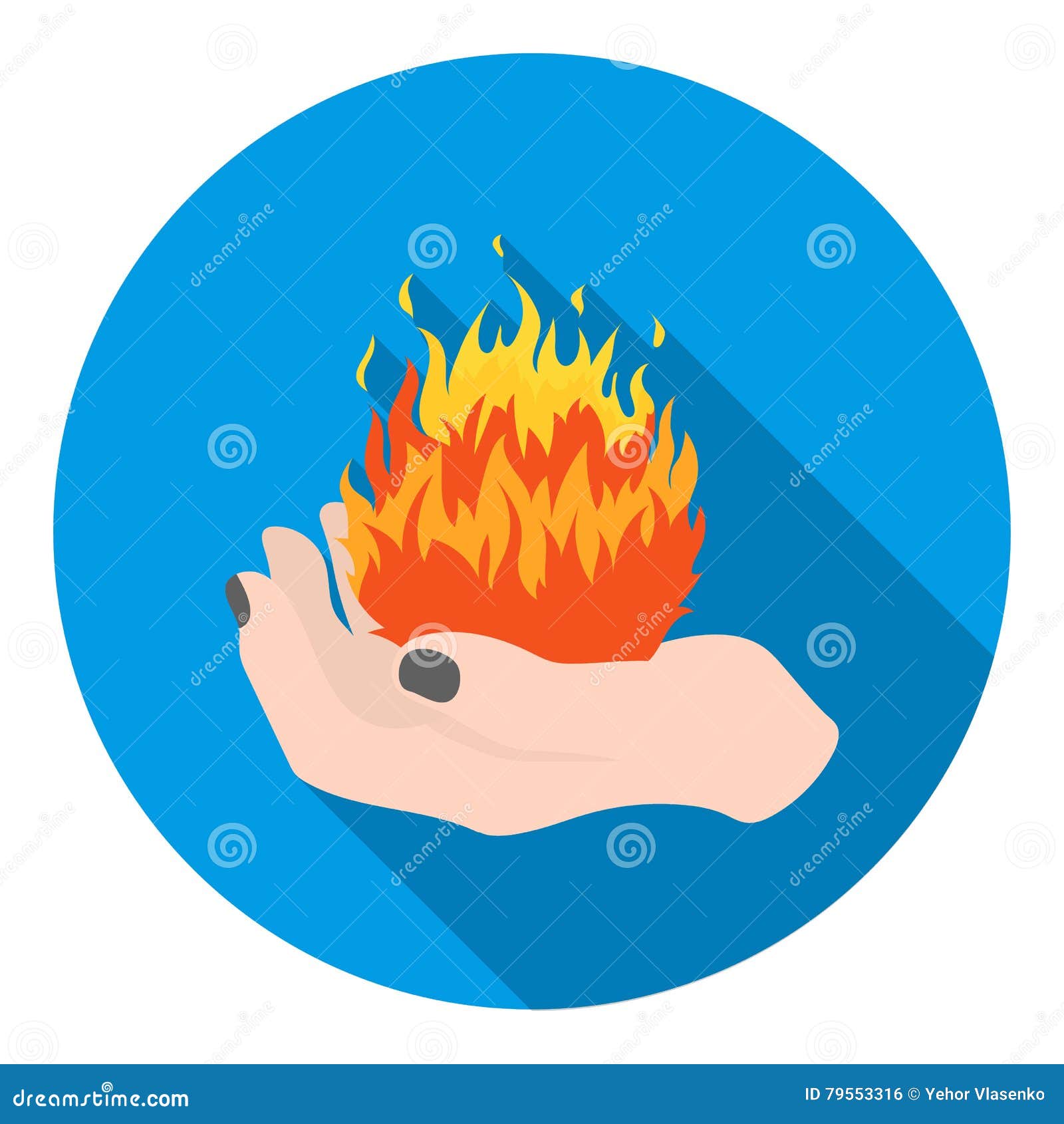 Fire Spell Icon in Flat Style Isolated on White Background. Black and ...