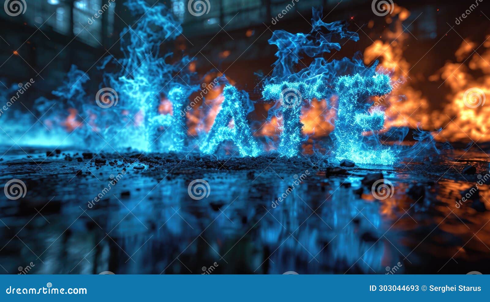 A Fire is Spelled Out with the Word Hate, AI Stock Image - Image of ...