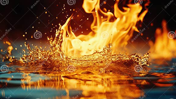 A Fire is Spewing Out of the Water Stock Illustration - Illustration of ...