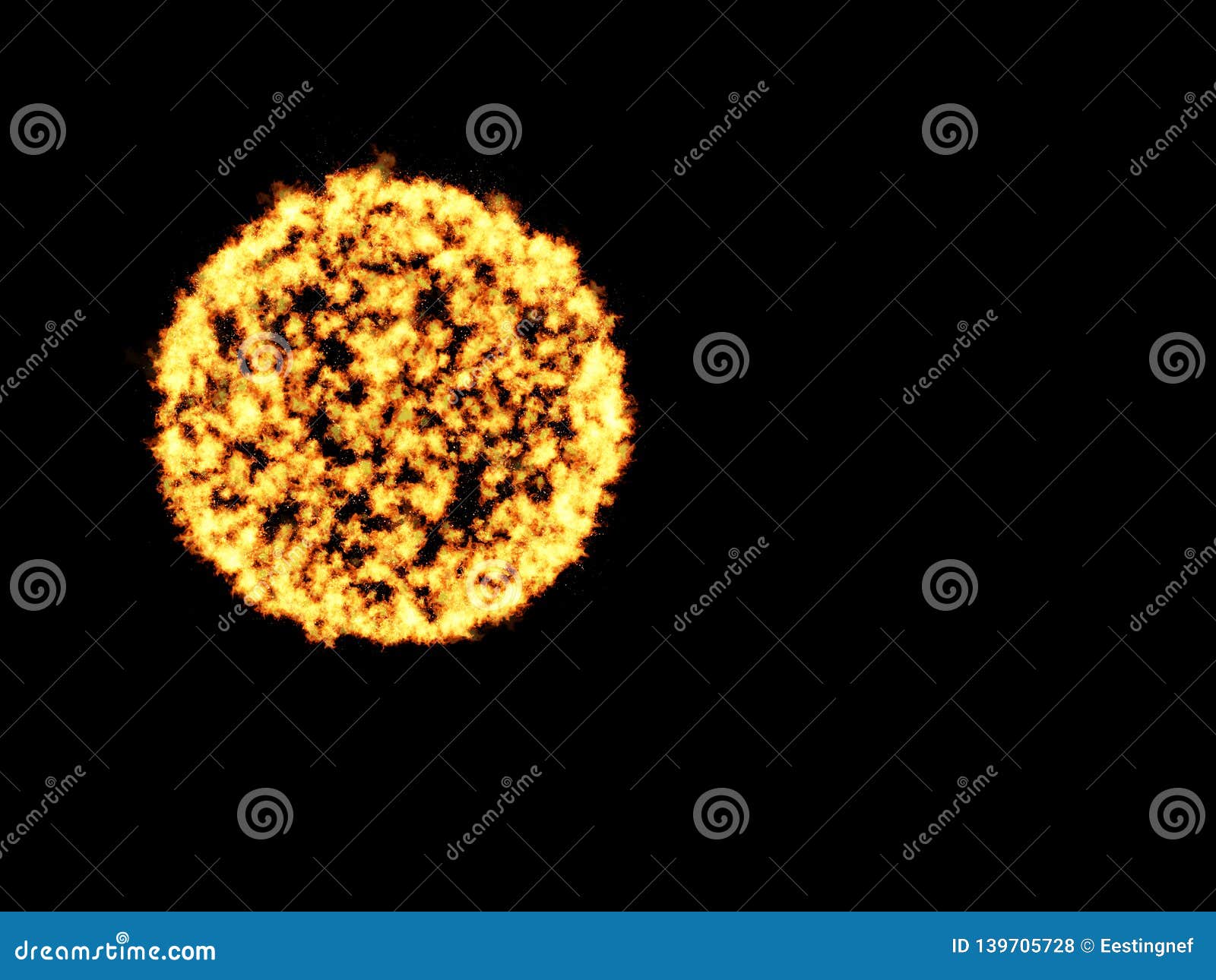 Fire Sphere on Black Background. Digital Illustration Stock ...
