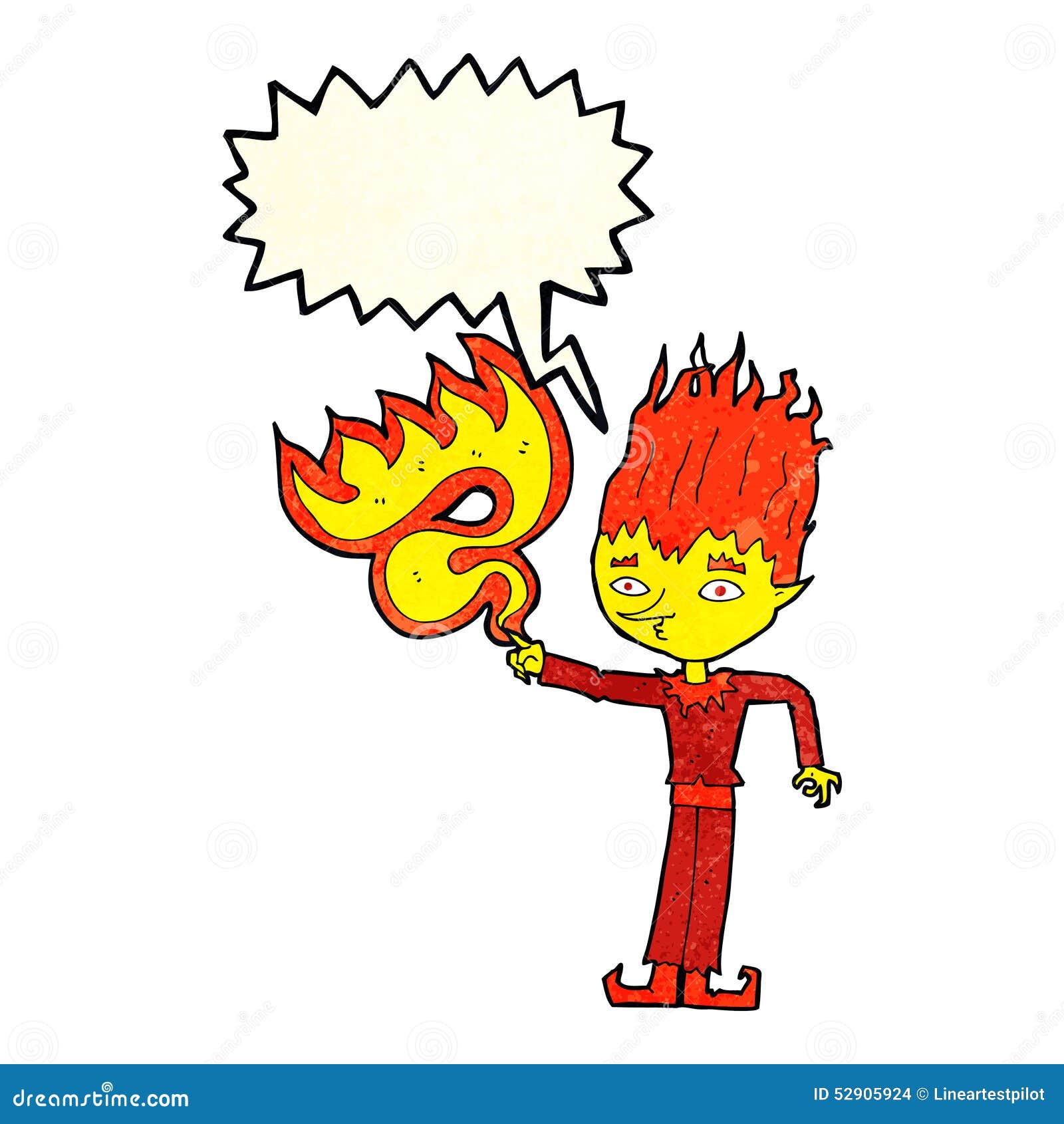 Fire Spirit Cartoon with Speech Bubble Stock Illustration ...