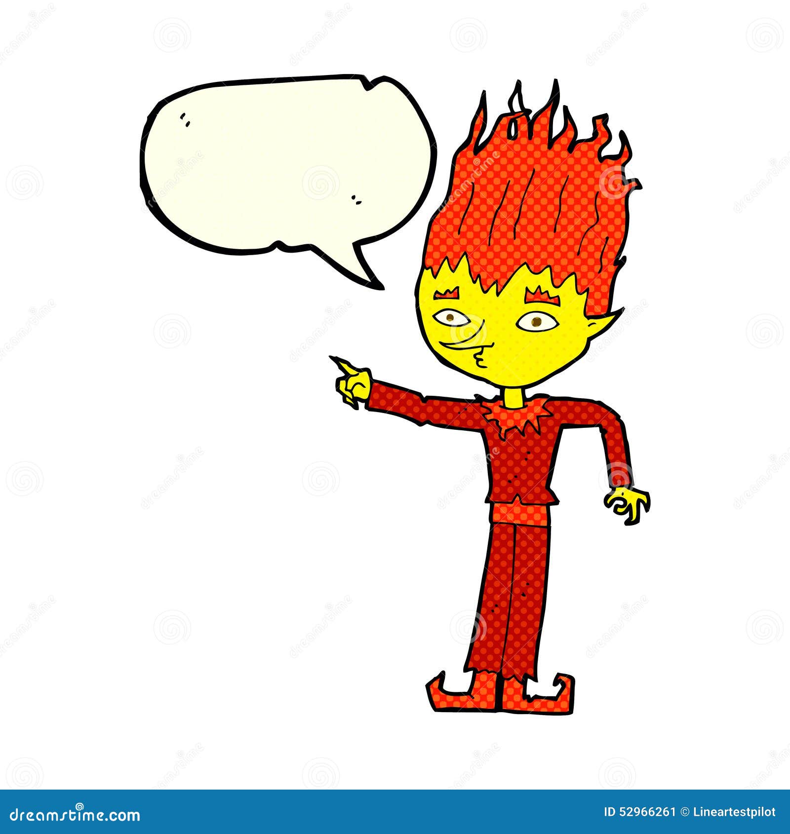 Fire Spirit Cartoon with Speech Bubble Stock Illustration ...