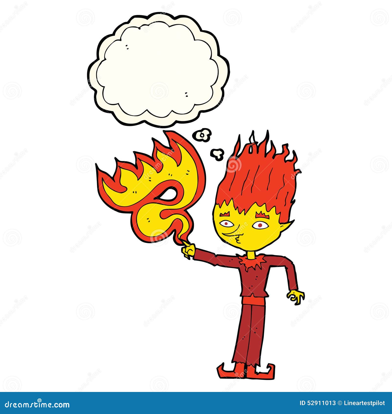 Fire Spirit Cartoon with Thought Bubble Stock Illustration ...