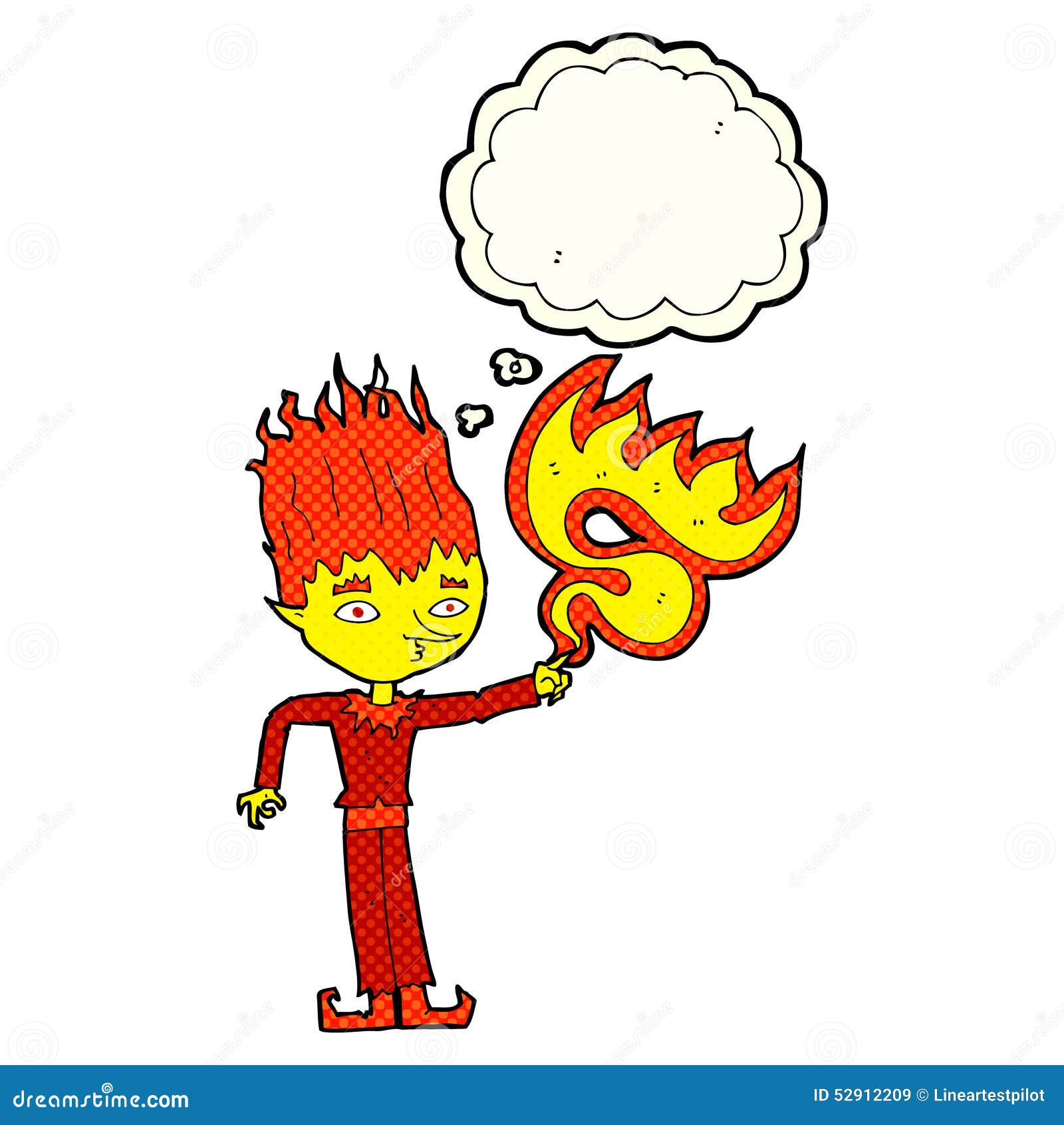 Fire Spirit Cartoon with Thought Bubble Stock Illustration ...