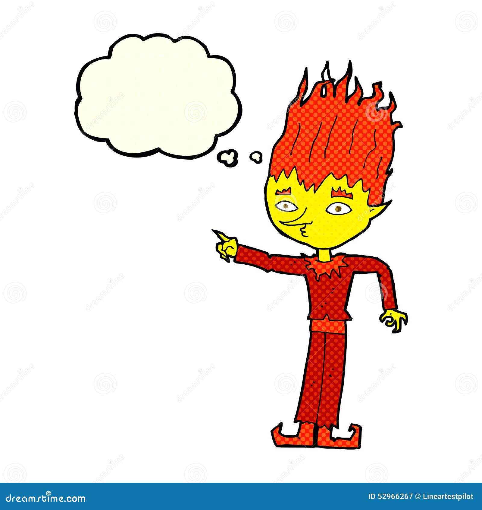 Fire Spirit Cartoon with Thought Bubble Stock Illustration ...