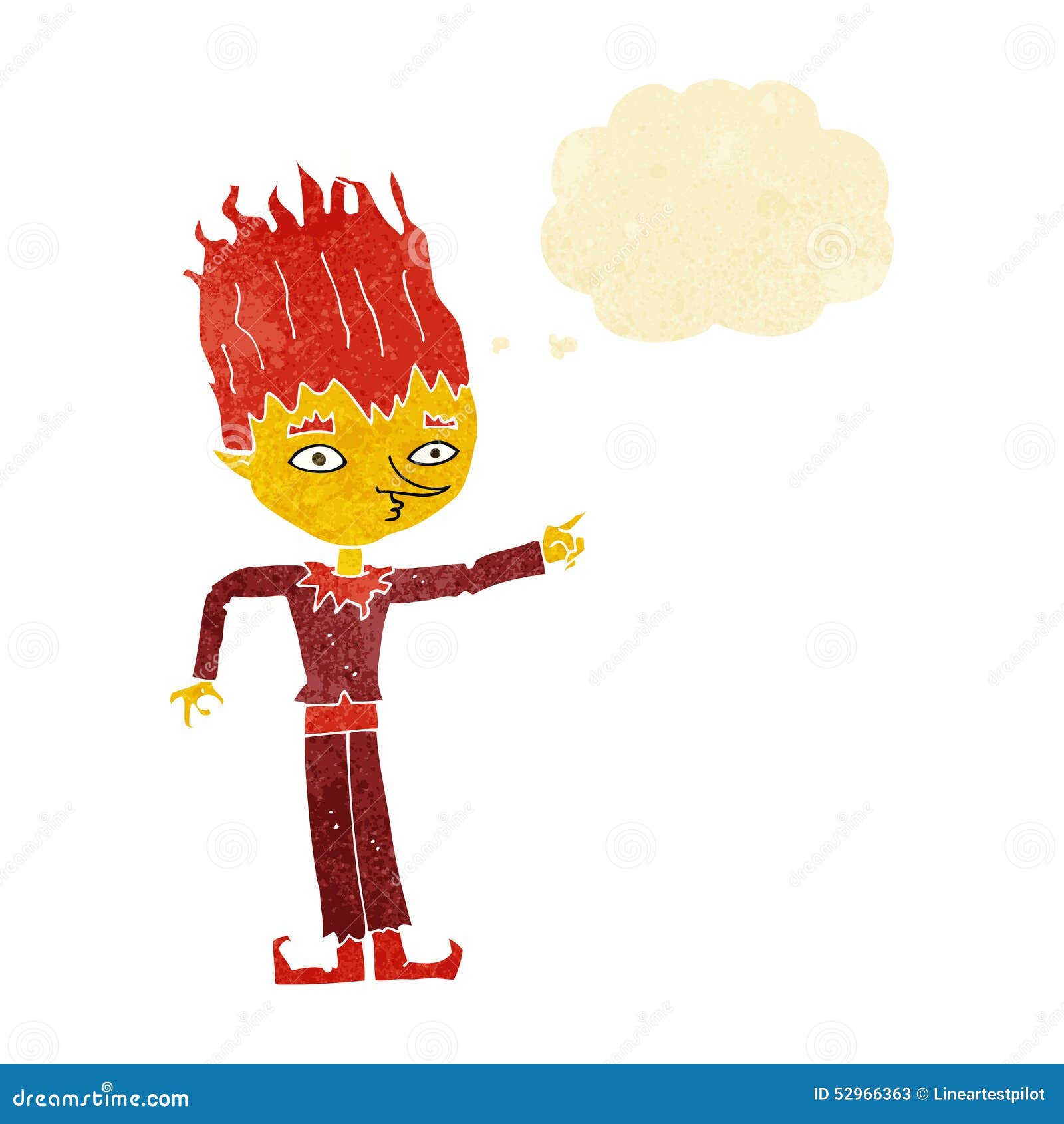 Fire Spirit Cartoon with Thought Bubble Stock Illustration ...