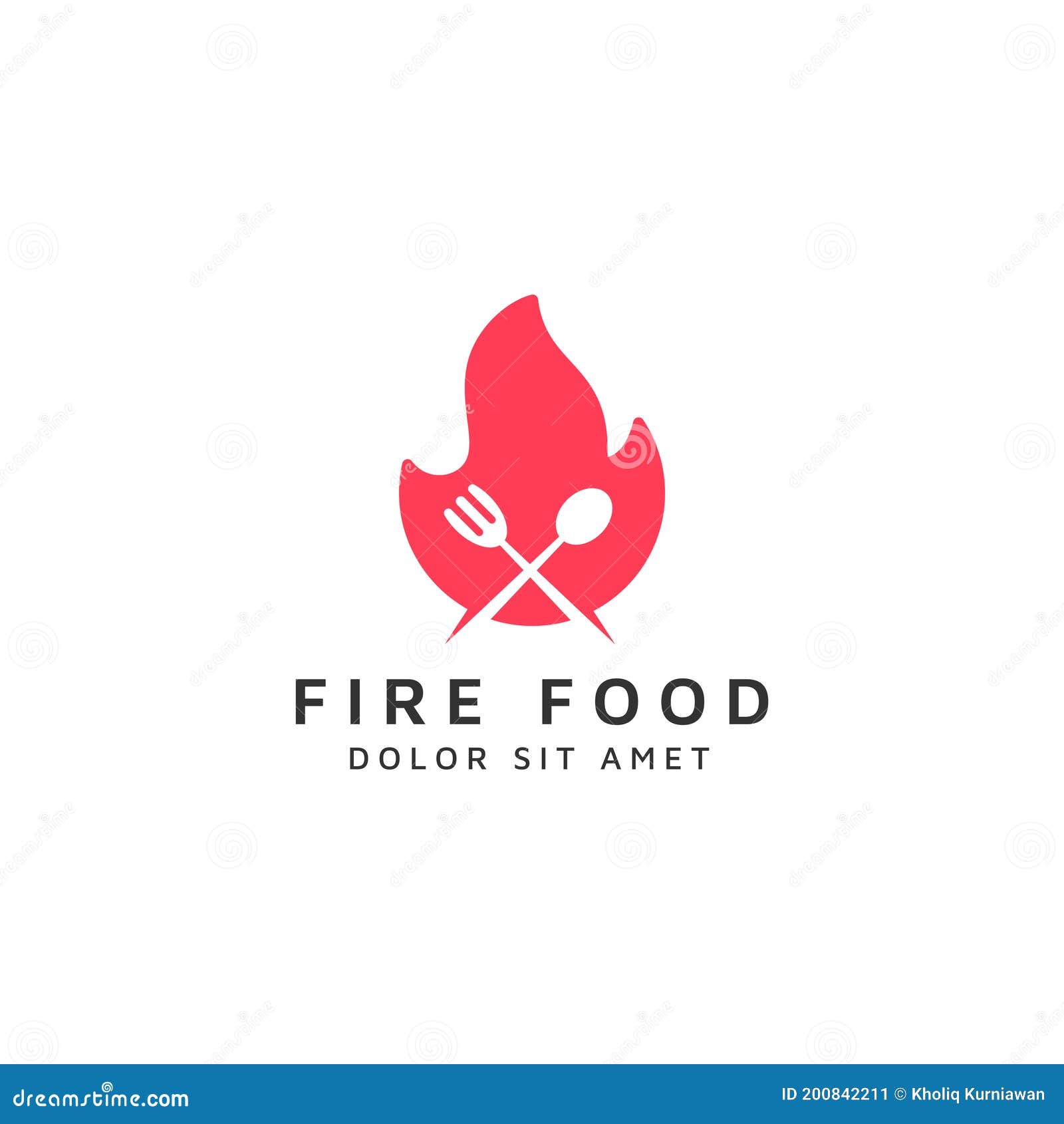 Fire Spoon and Fork Negative Space Logo Design Stock Vector ...