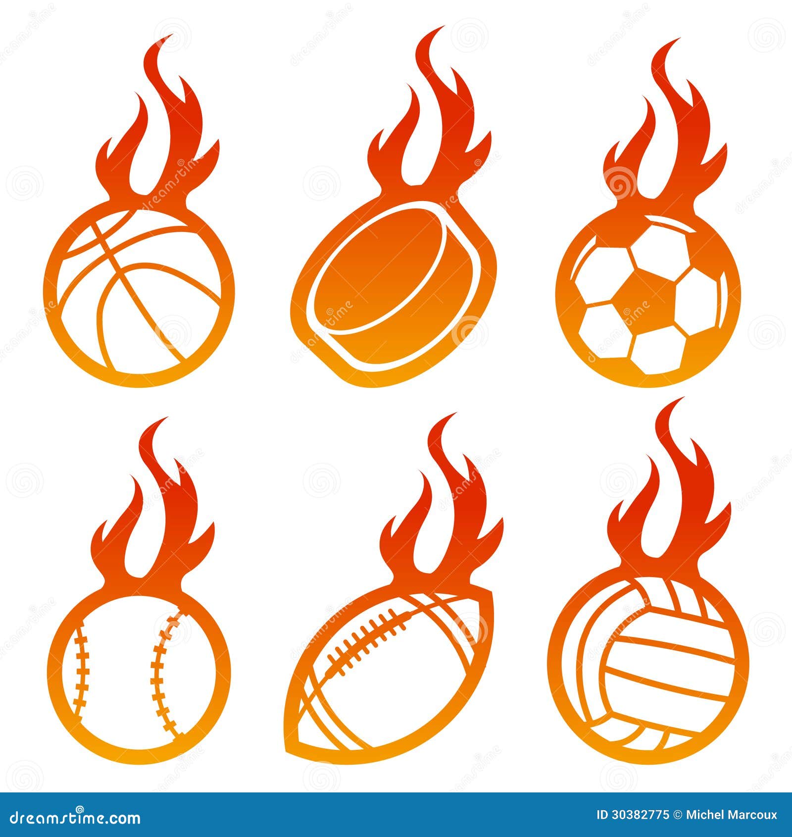 Fire Sport Balls stock vector. Illustration of puck, burning - 30382775