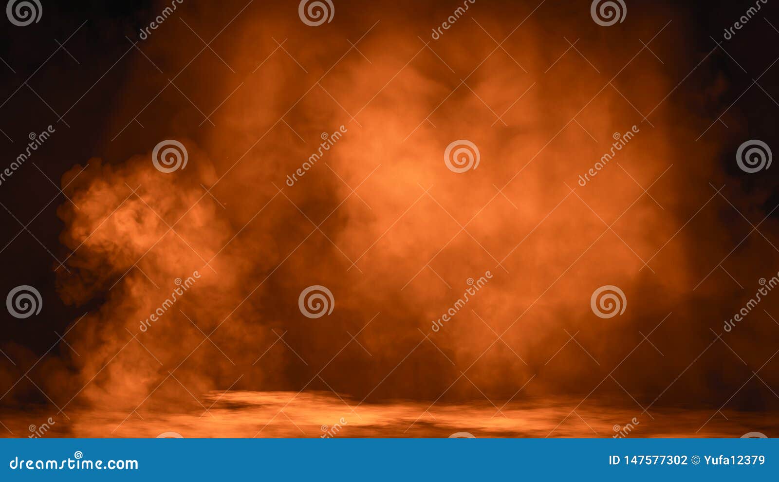 Fire Spotlight With Smoke Mist Effect On Isolated Black Background ...
