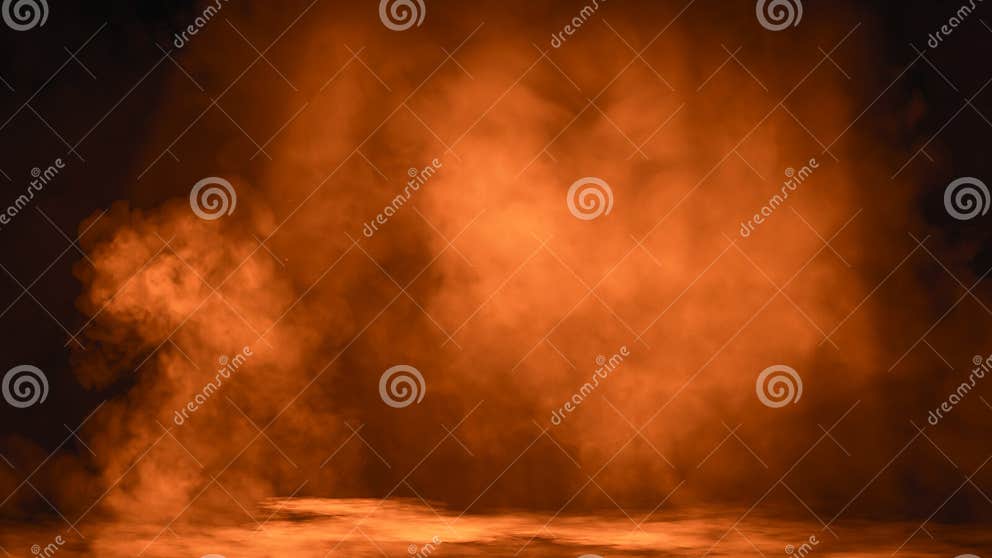 Fire Spotlight with Smoke Mist Effect on Isolated Black Background ...
