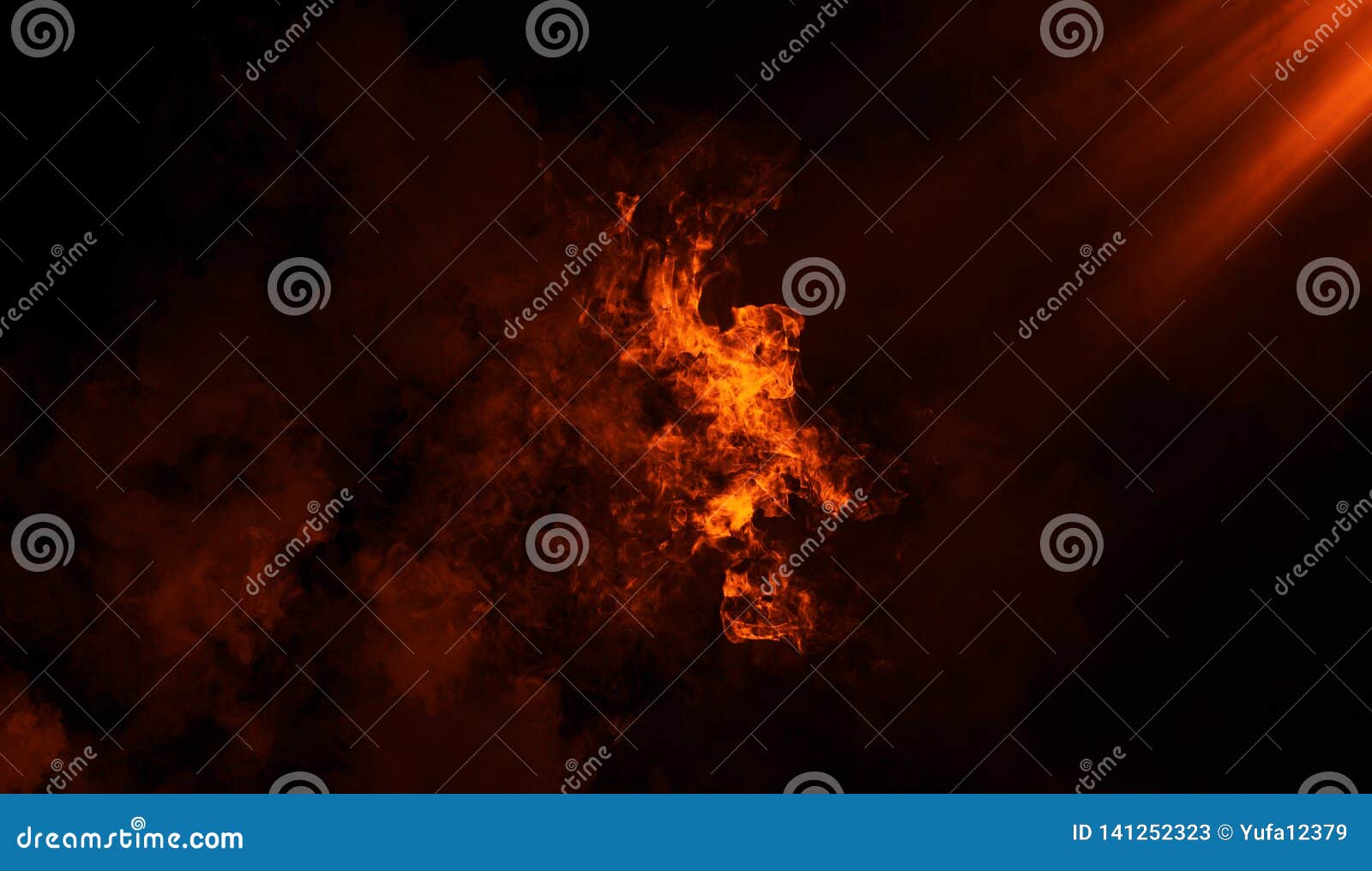 Fire Spotlight With Smoke Texture Overlays On Islotaed Background ...