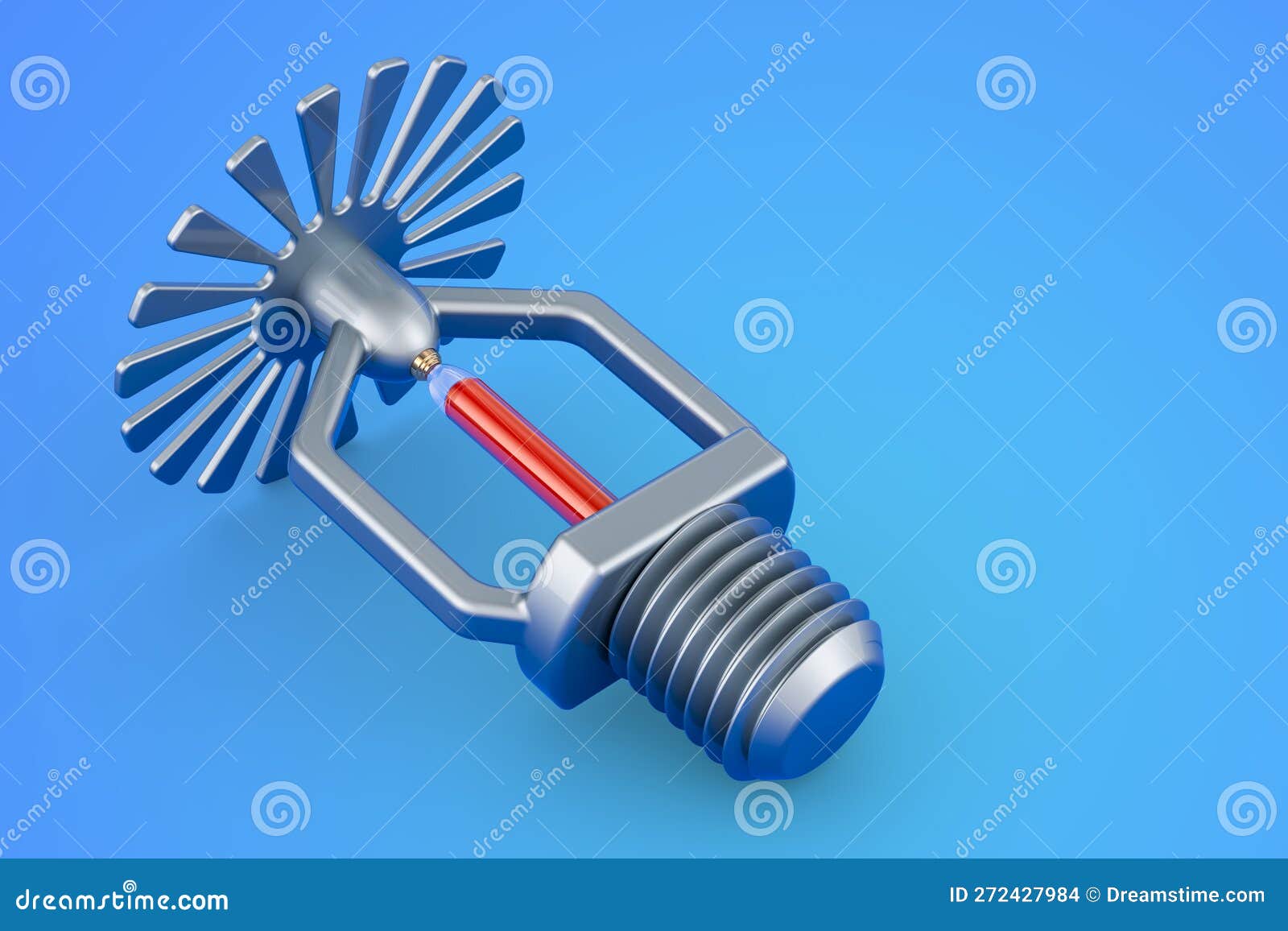 Fire Sprinkler on Blue Background, 3D Rendering Stock Illustration ...