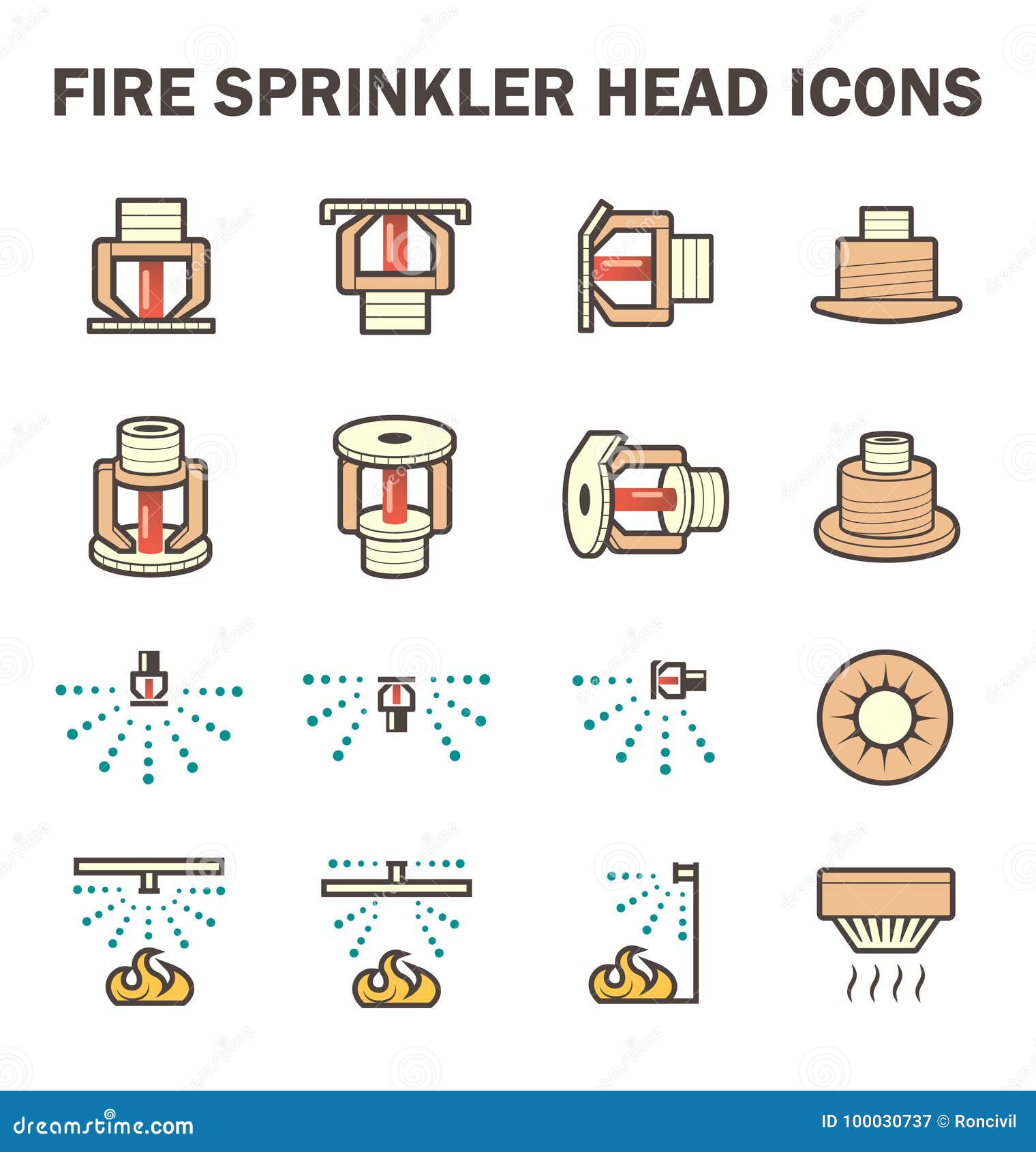 Fire sprinkler icon stock vector. Illustration of conceal - 100030737