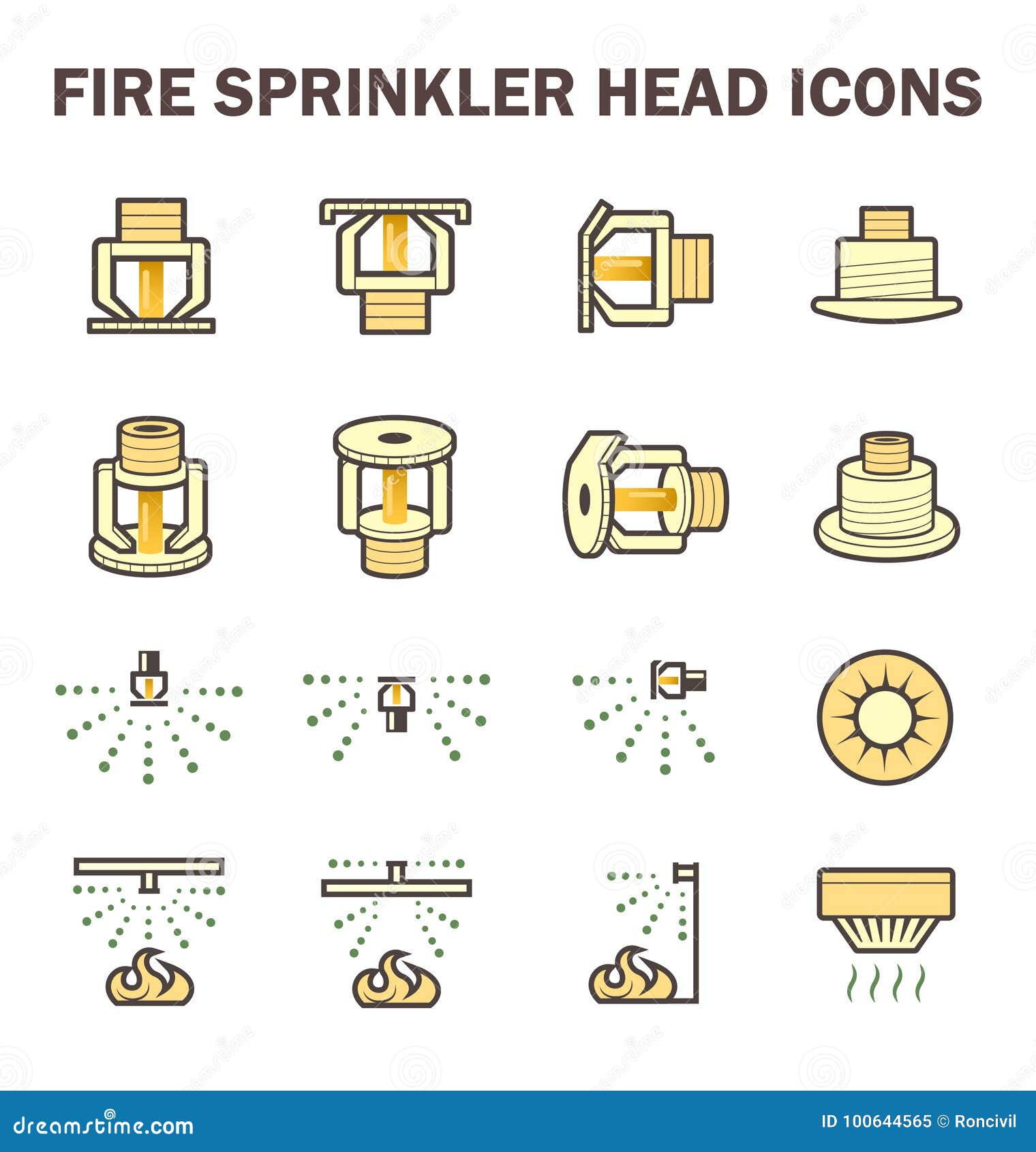 Fire sprinkler icon stock vector. Illustration of home - 100644565