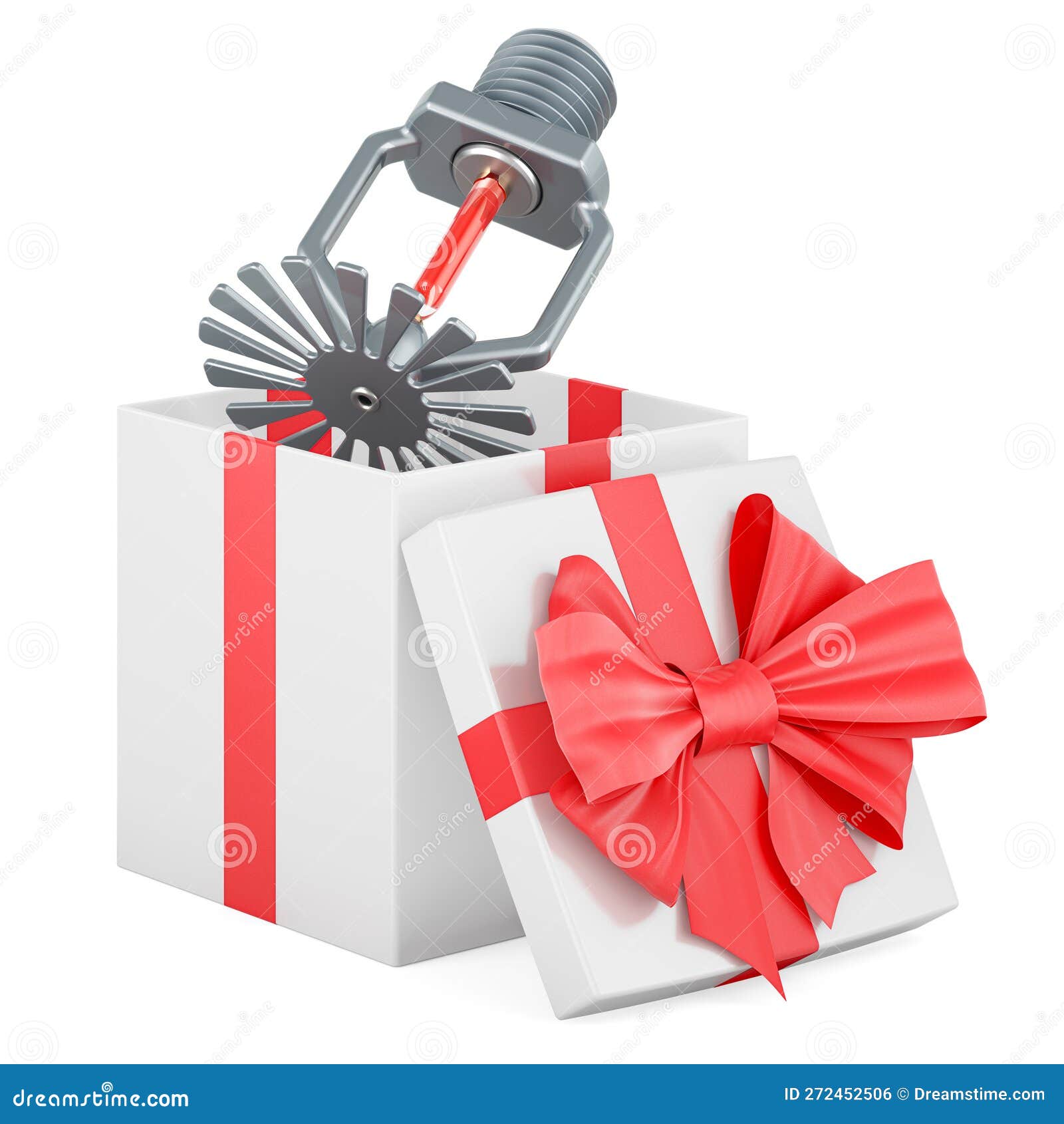 Fire Sprinkler Inside Gift Box, Present Concept. 3D Rendering Stock ...