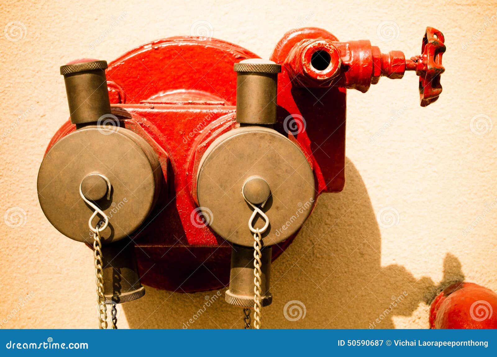 Fire Sprinkler Outside Building on Brown Wall Stock Image - Image of ...
