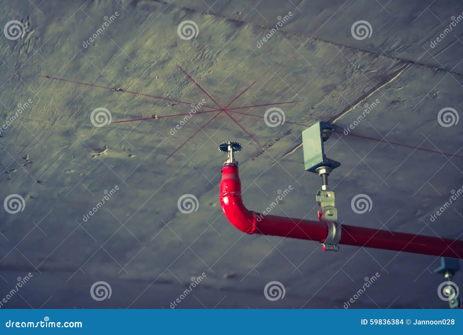 Fire Sprinkler and Red Pipe ( Filtered Image Processed Vintage Stock ...