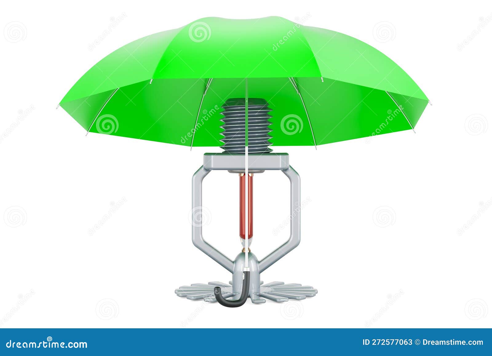 Fire Sprinkler Under Umbrella. 3D Rendering Stock Illustration ...