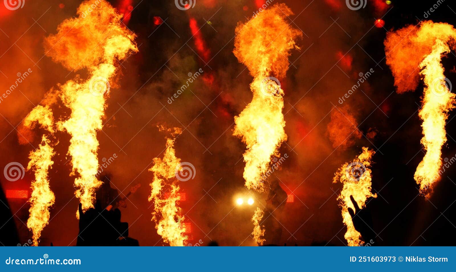 Fire on Stage during the Concert Stock Image - Image of person, quail ...