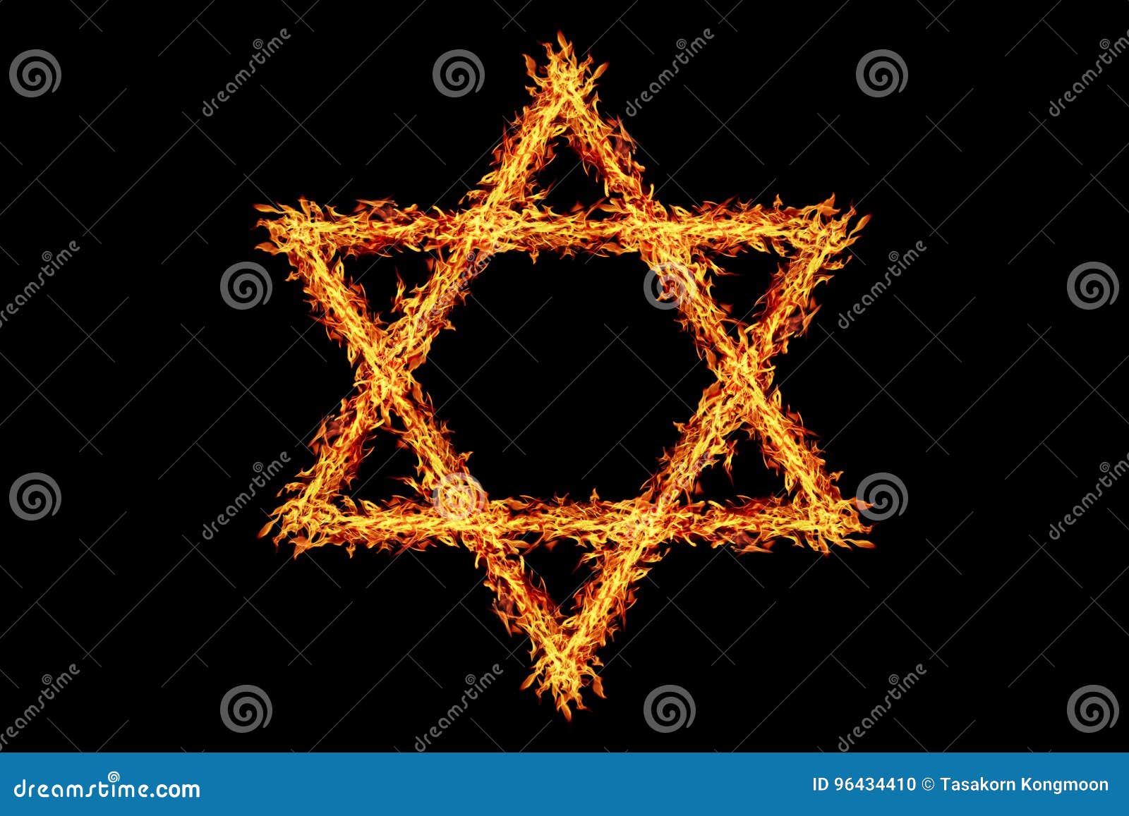 Fire Star of David Isolated on Black Stock Photo - Image of dark ...