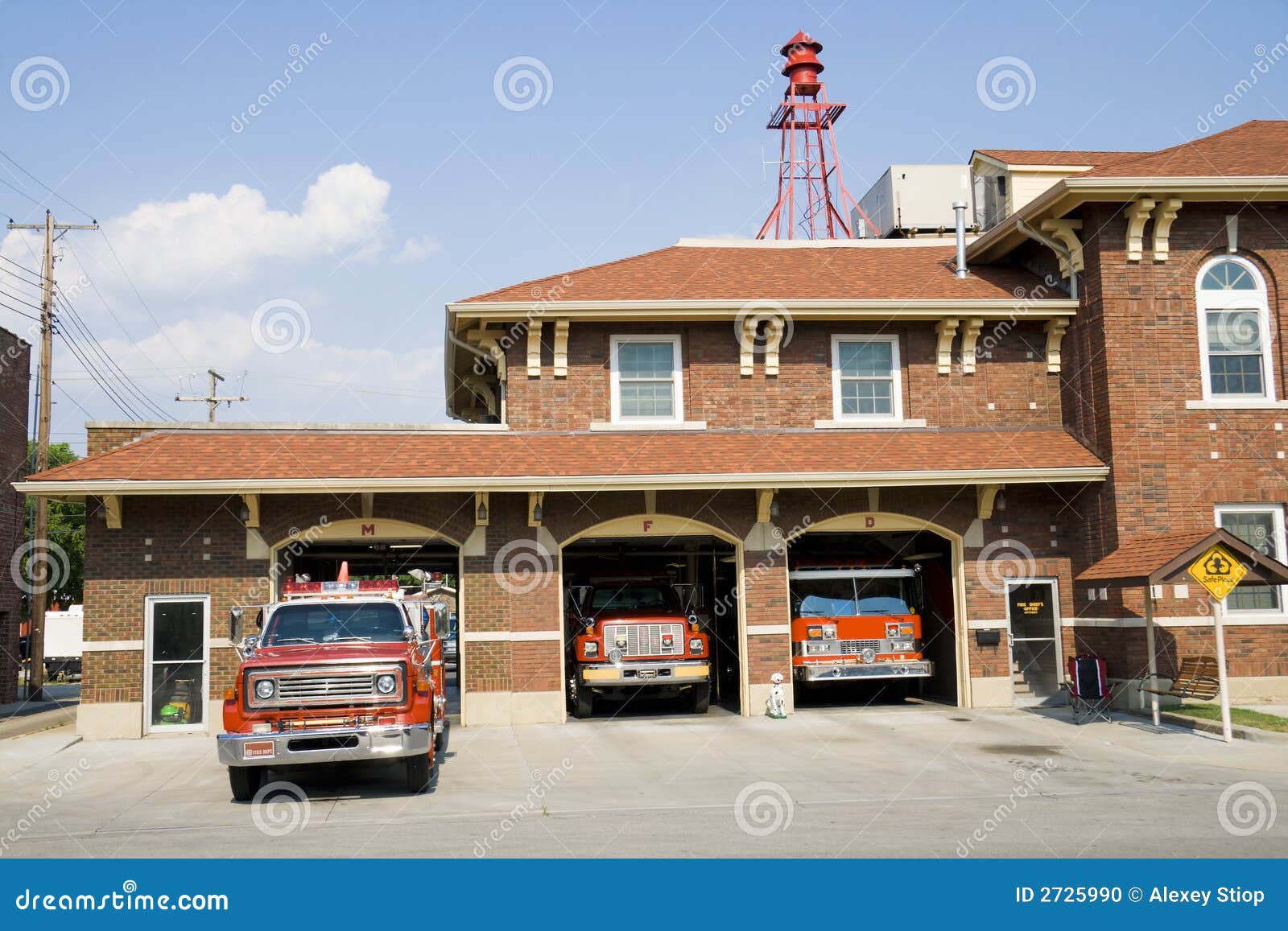 Fire Station, An Old Historic Brick Building 1880s With Red Gates. Fire ...
