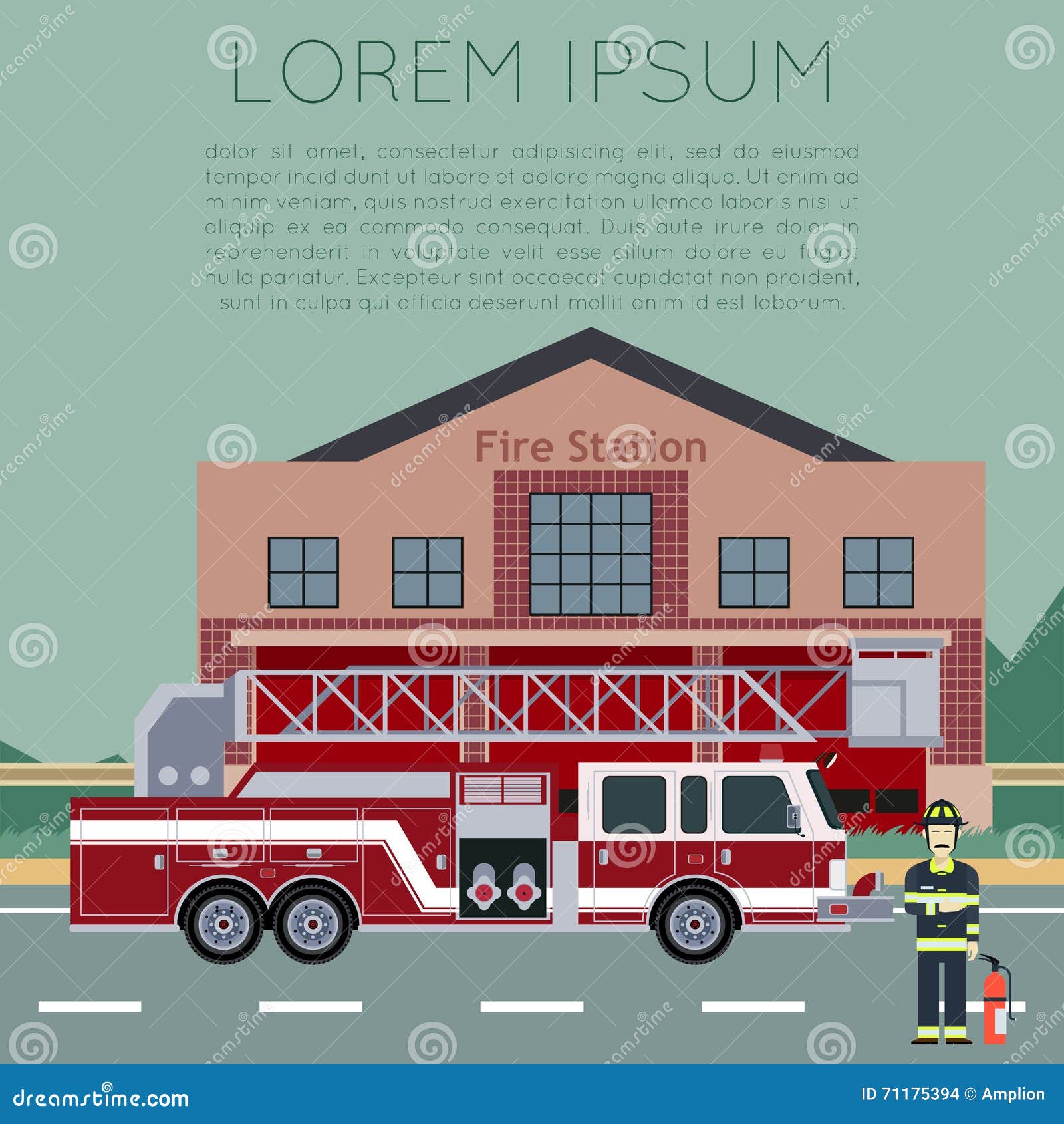 Fire Station Banner5 stock vector. Illustration of blue - 71175394
