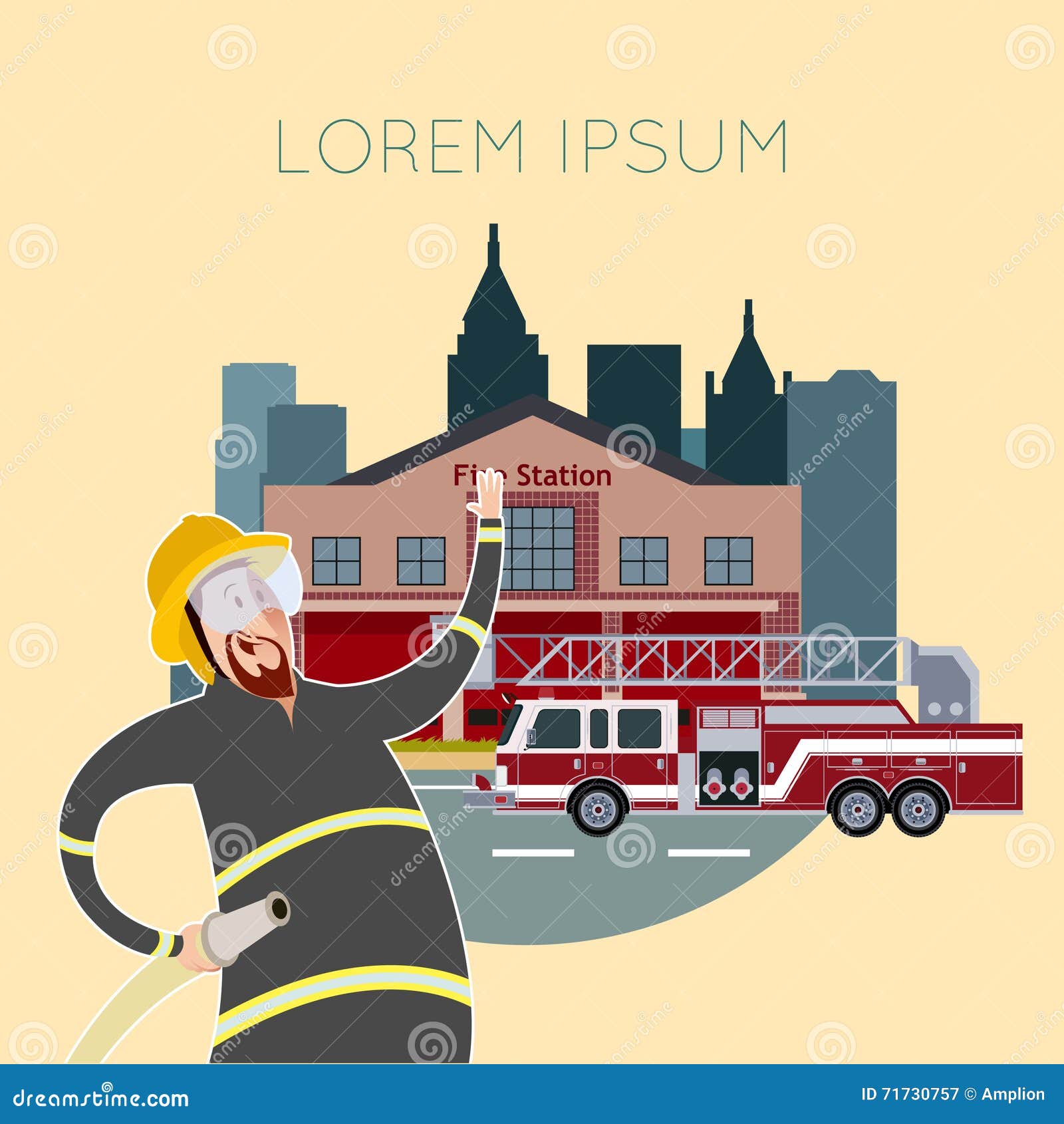 Fire Station Banner stock vector. Illustration of rescue - 71730757