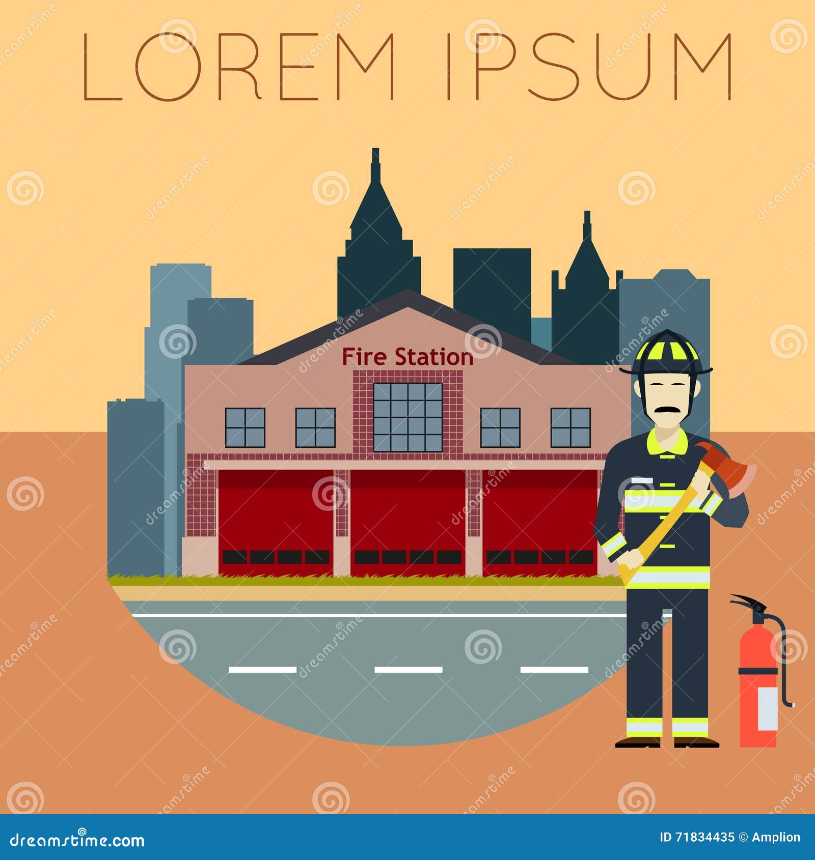 Fire Station Banner10 stock vector. Illustration of drawing - 71834435