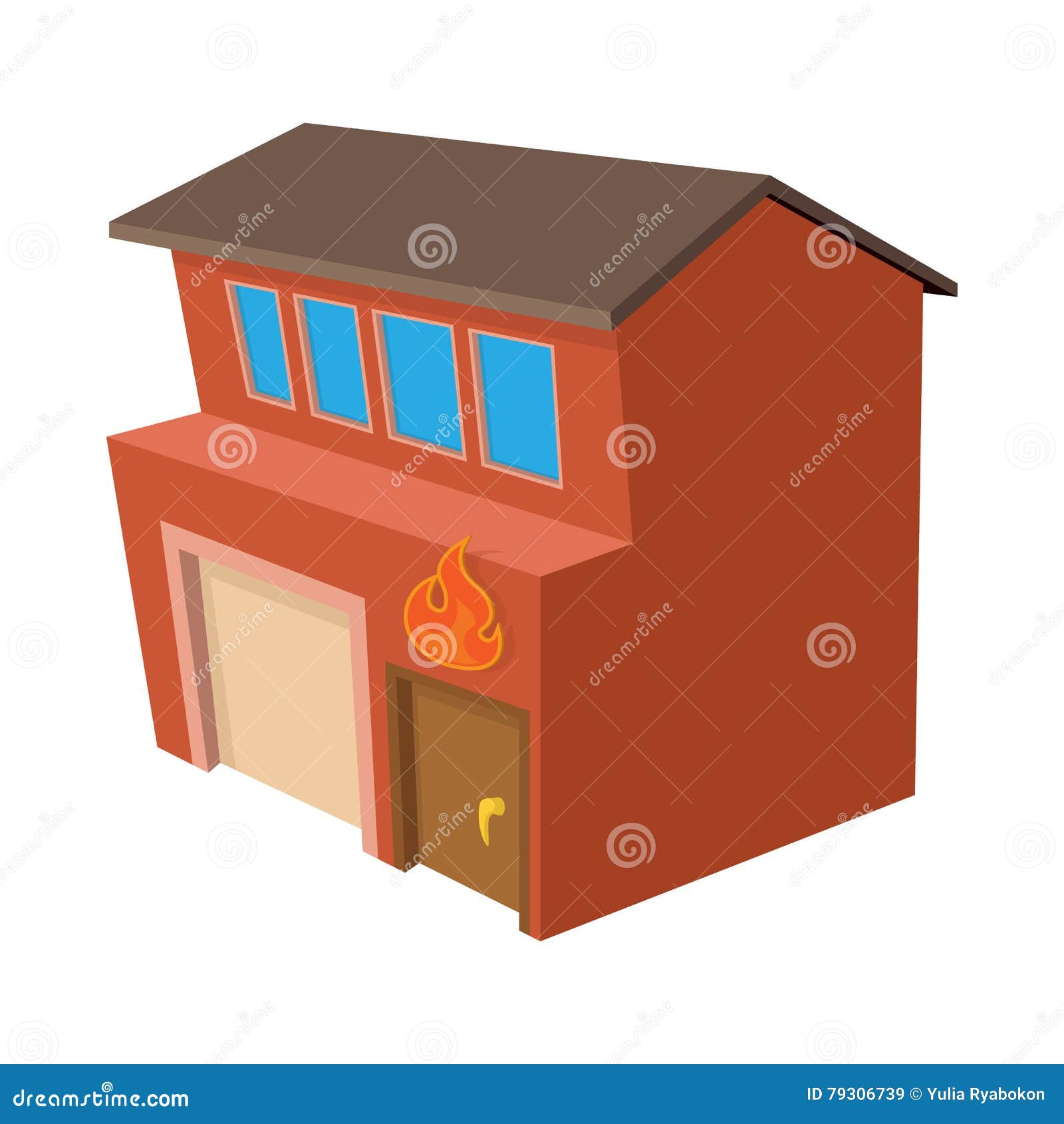 Fire Station Icon, Cartoon Style Stock Vector - Illustration of danger ...