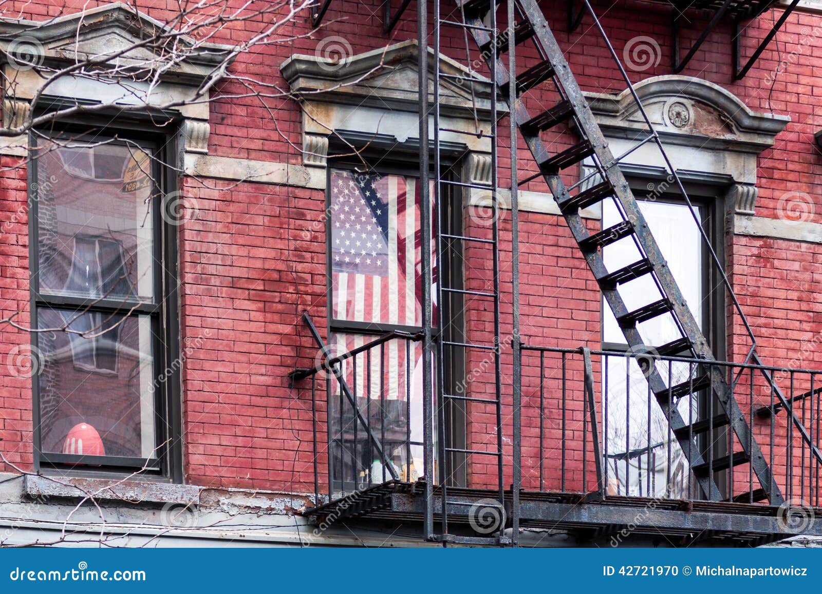 Fire steps in New York. stock photo. Image of building - 42721970