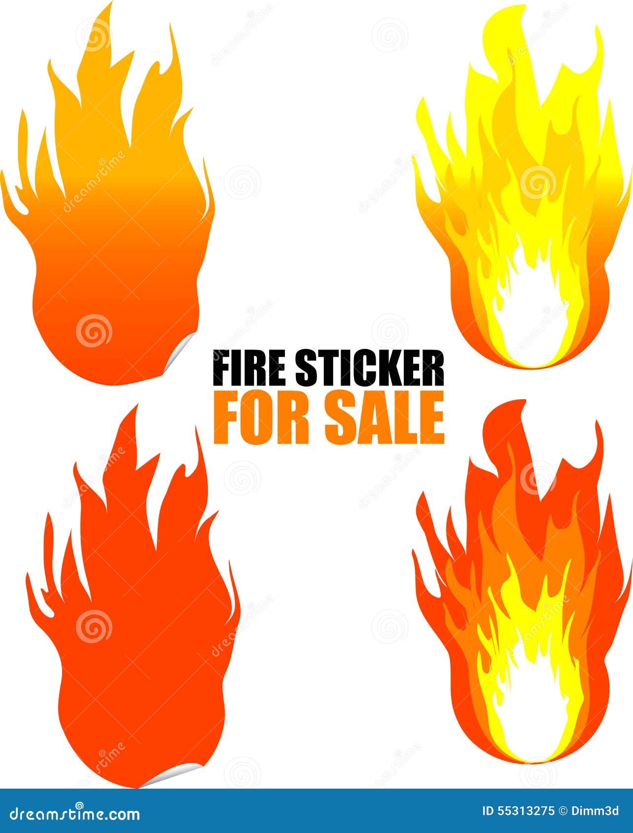 Fire sticker for sale stock vector. Illustration of white - 55313275