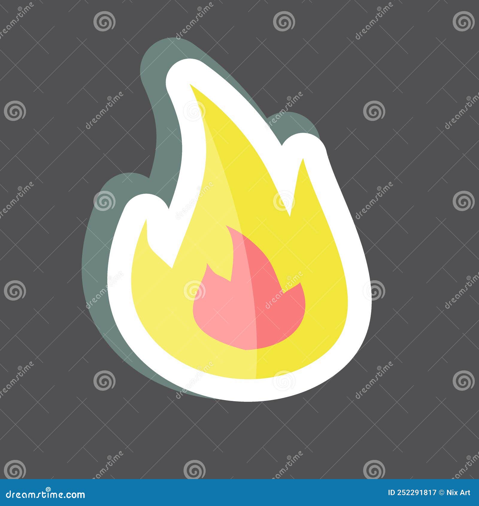 Fire Sticker in Trendy Isolated on Black Background Stock Illustration ...