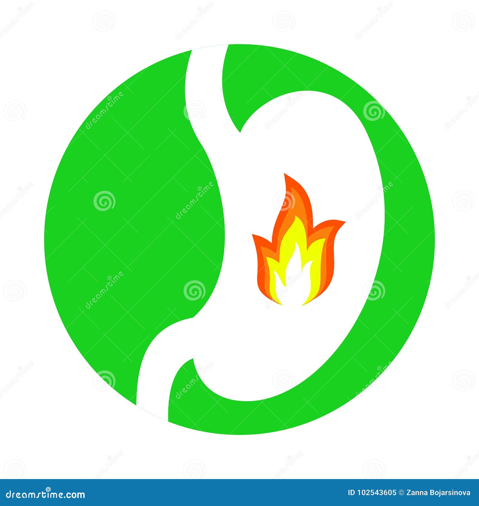 Fire in stomach. stock vector. Illustration of patient - 102543605