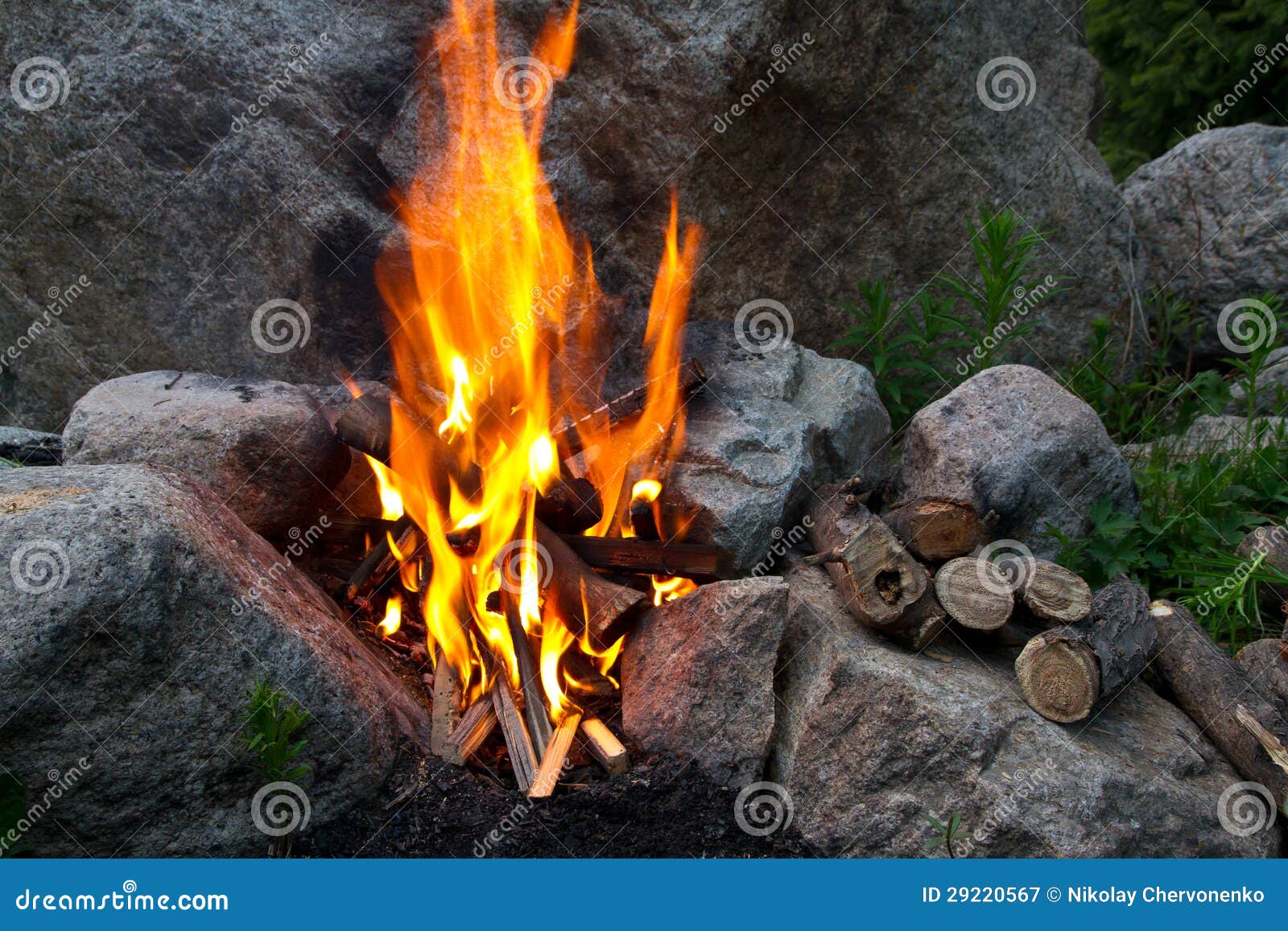 Fire among stones stock image. Image of tourism, orange - 29220567