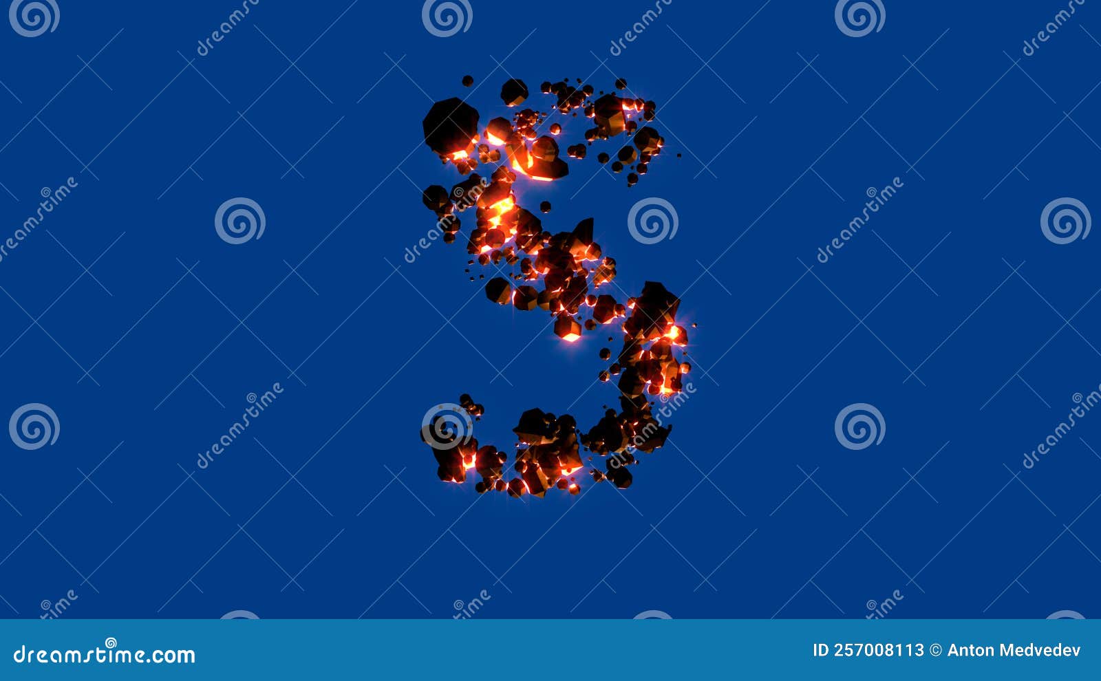 Fire Stones Font - Glowing Red Letter S, Isolated - Object 3D Rendering ...