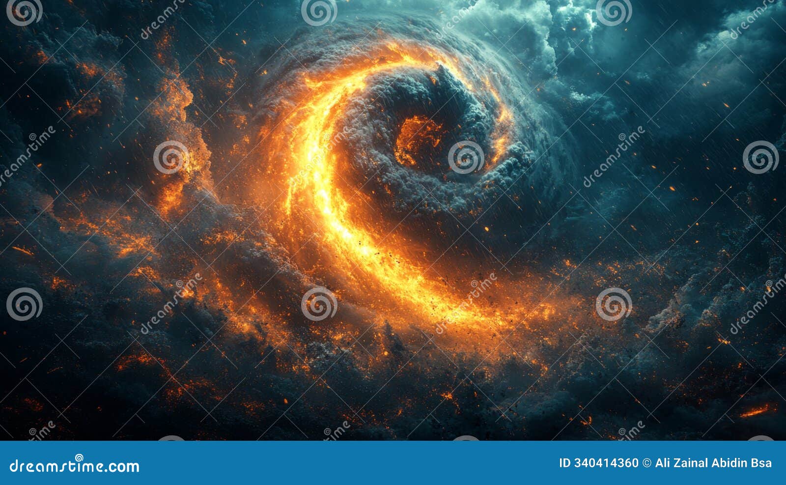 Fire Storm in the Clouds.Inferno in the Sky Stock Illustration ...