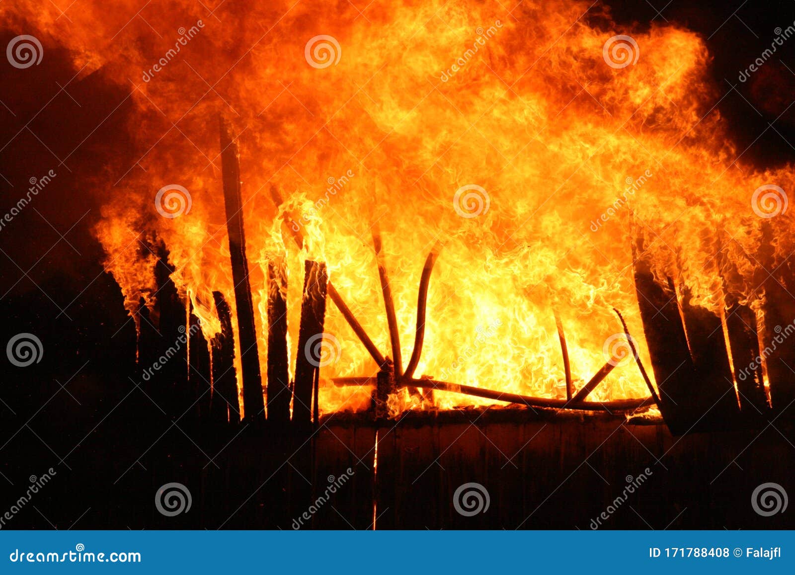 Fire Storm Raging and Destroying an Empty Wooden Structure Stock Photo ...