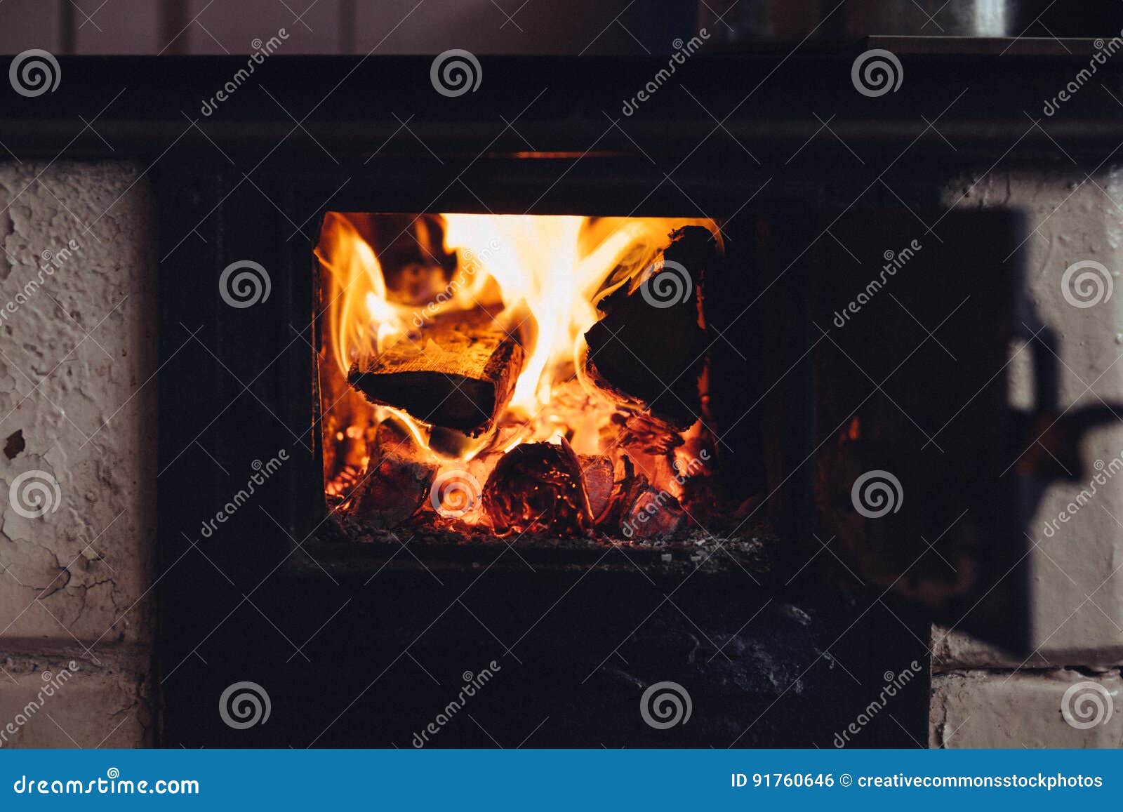 Fire In Stove Picture. Image: 91760646
