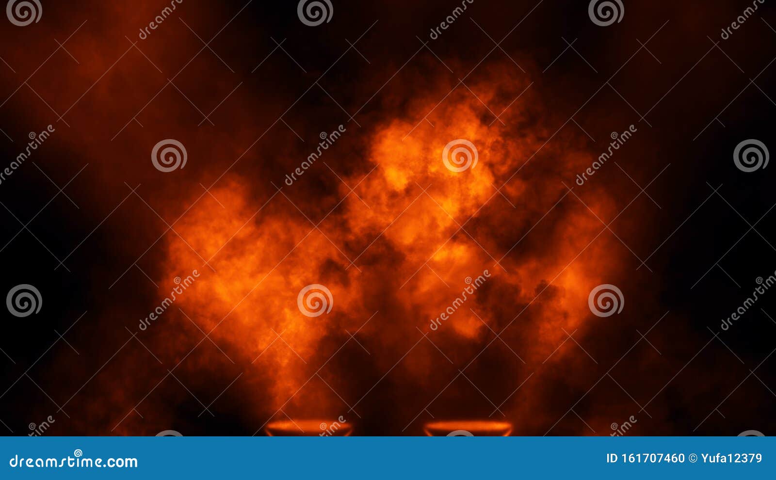Fire Spotlight With Smoke Mist Effect On Isolated Black Background ...