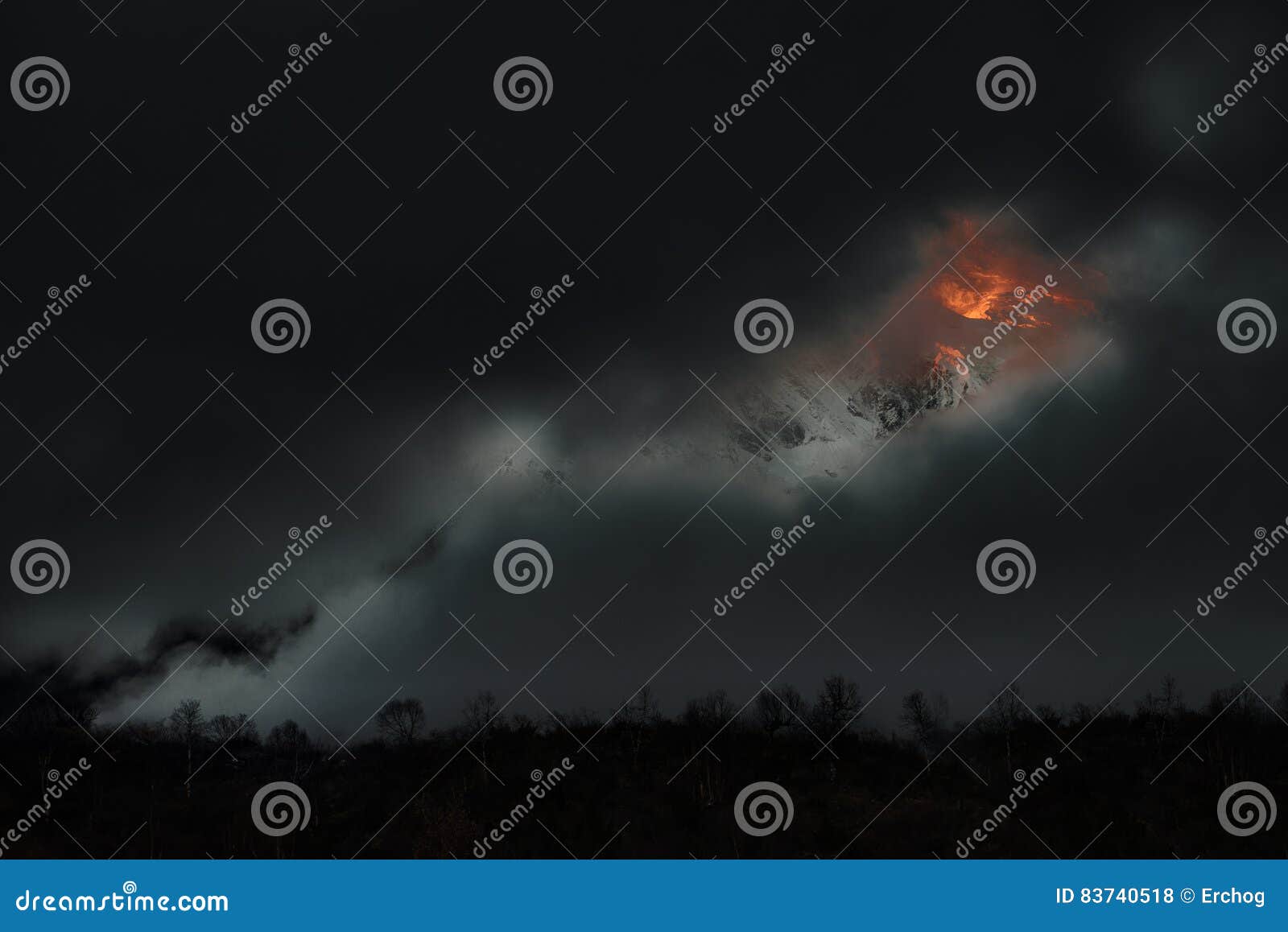 Fire Sunrise in the Mountains Stock Photo - Image of altitude, manaslu ...