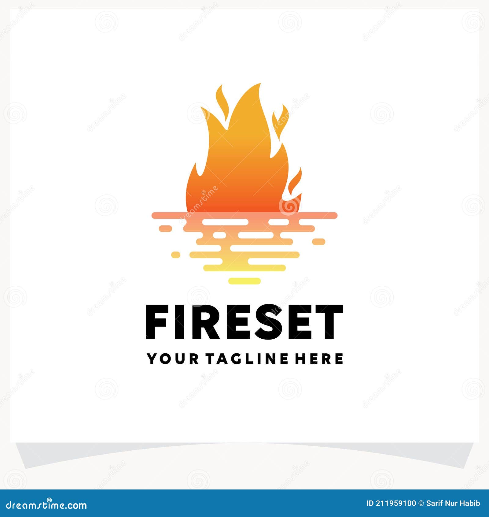 Fire Sunset Logo Design Template Stock Vector - Illustration of icon ...