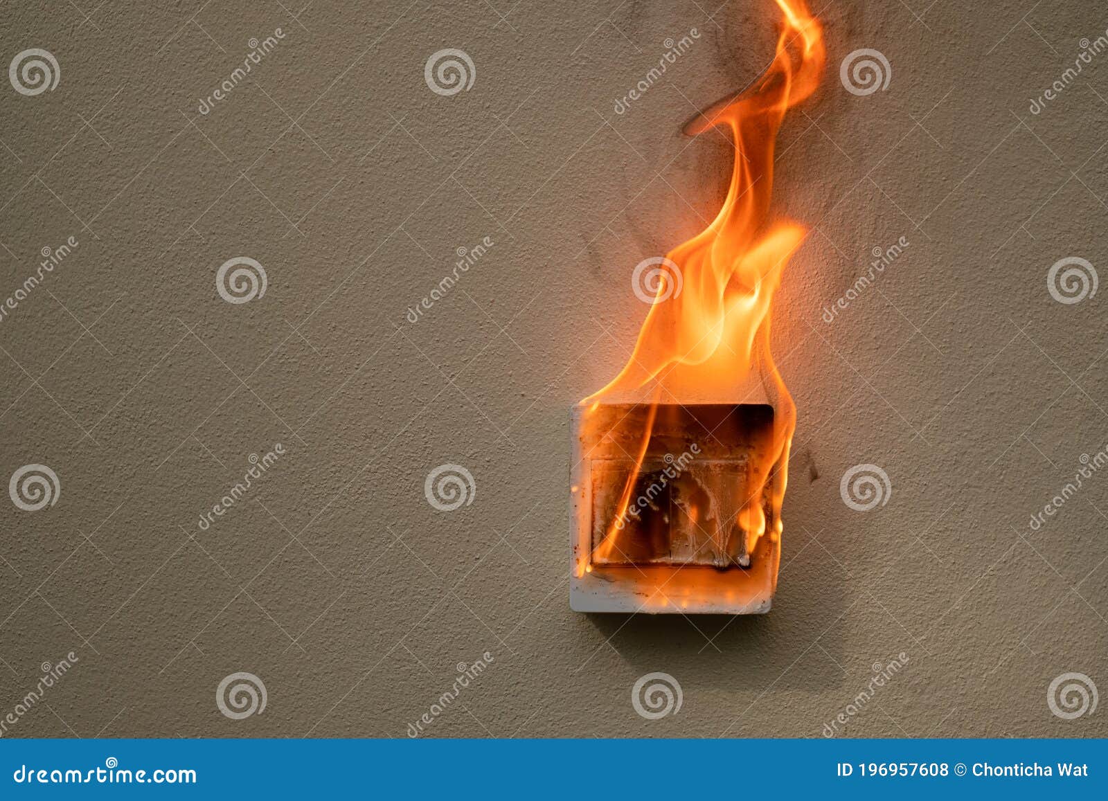 On Fire Switch Electric Shock Stock Photo - Image of circuit, concrete ...